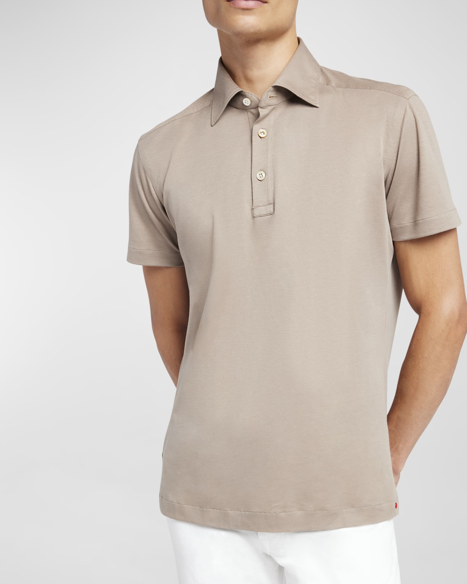 Kiton Men's Linen-Silk Polo Shirt | Neiman Marcus