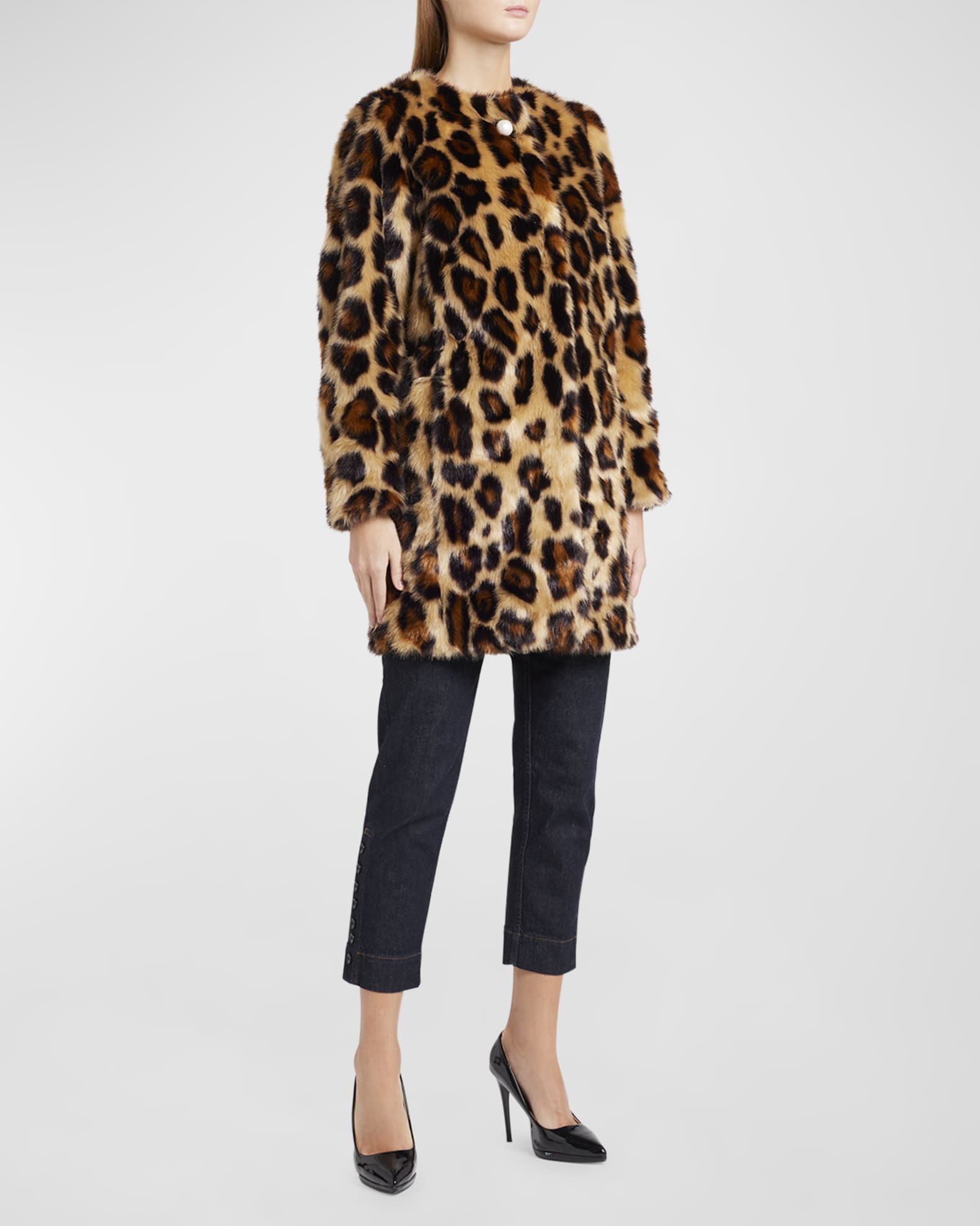 Alabama Muse Kate Leopard-Print Faux Fur Coat | Neiman Marcus