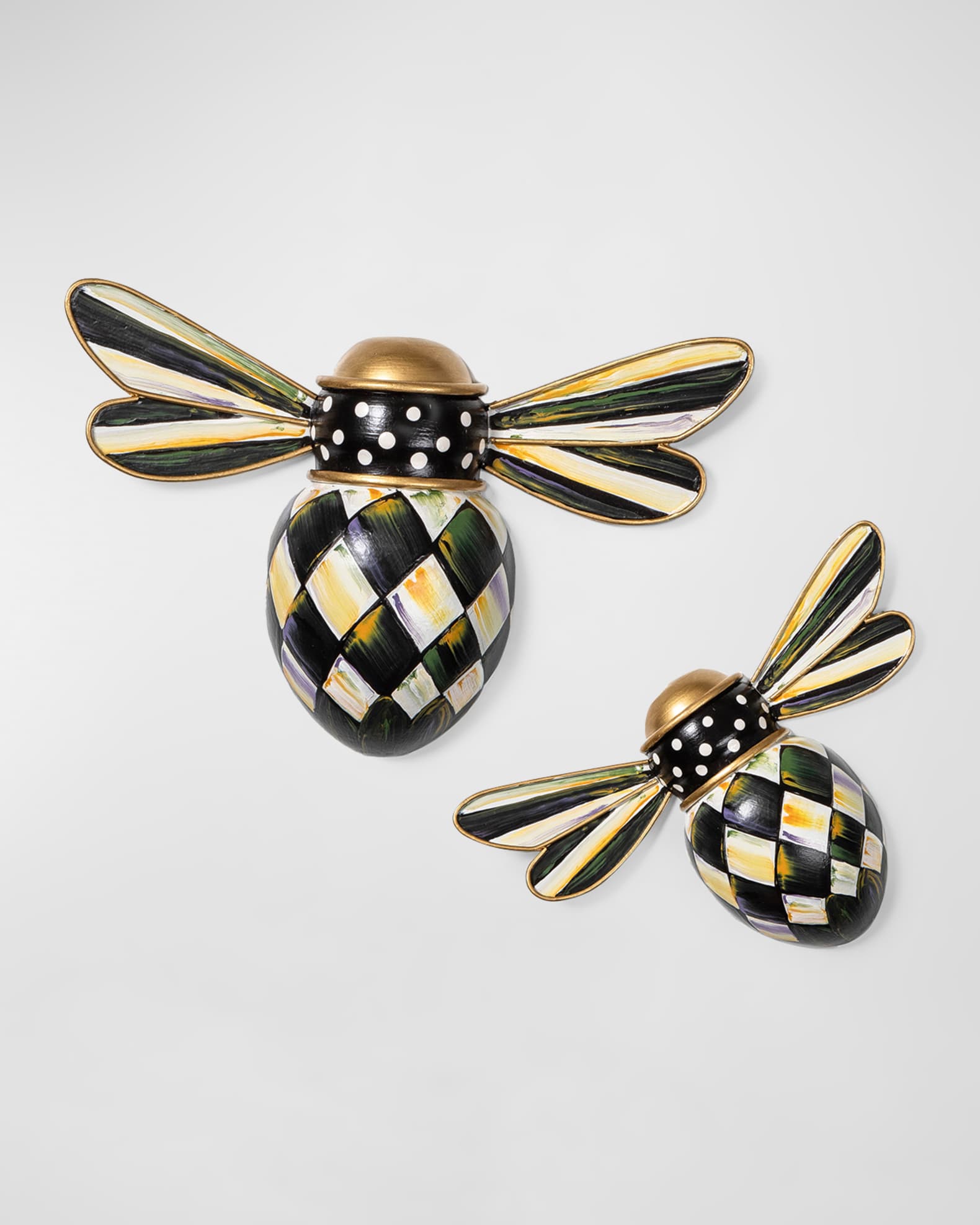 MacKenzie-Childs Courtly Check Outdoor Bee Wall Decor, Set of 2 ...