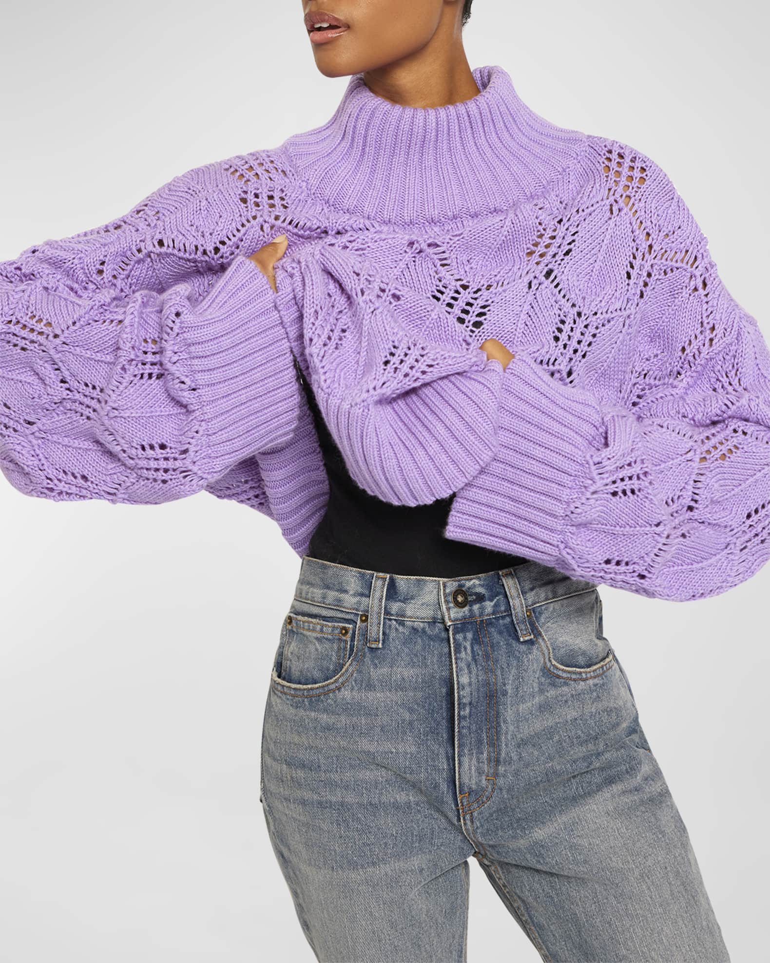 Joie Imaan Open Stitch Mock-Neck Sweater | Neiman Marcus