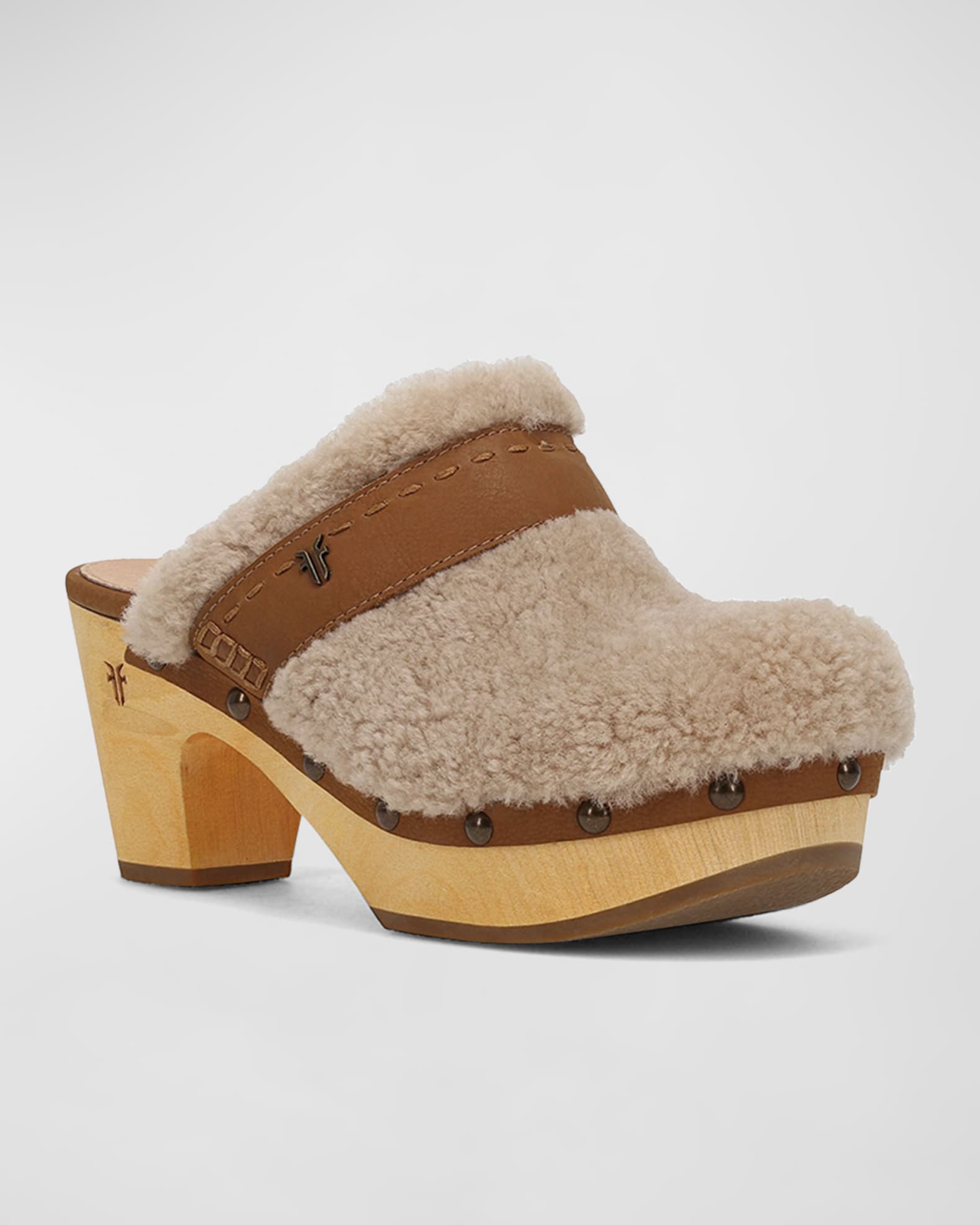 Frye Jessica Shearling Slide Clogs | Neiman Marcus