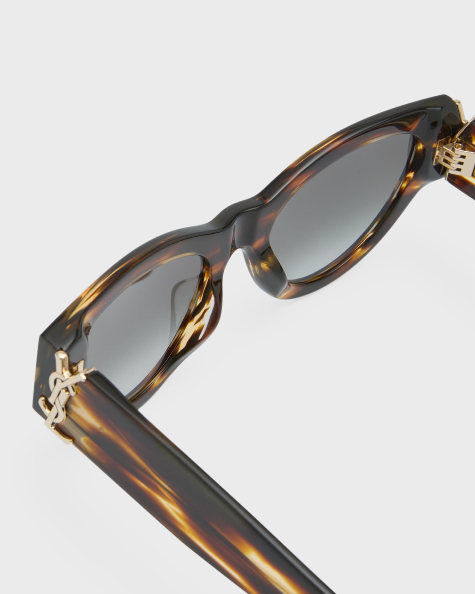 Saint Laurent YSL Havana Plastic Cat-Eye Sunglasses | Neiman Marcus