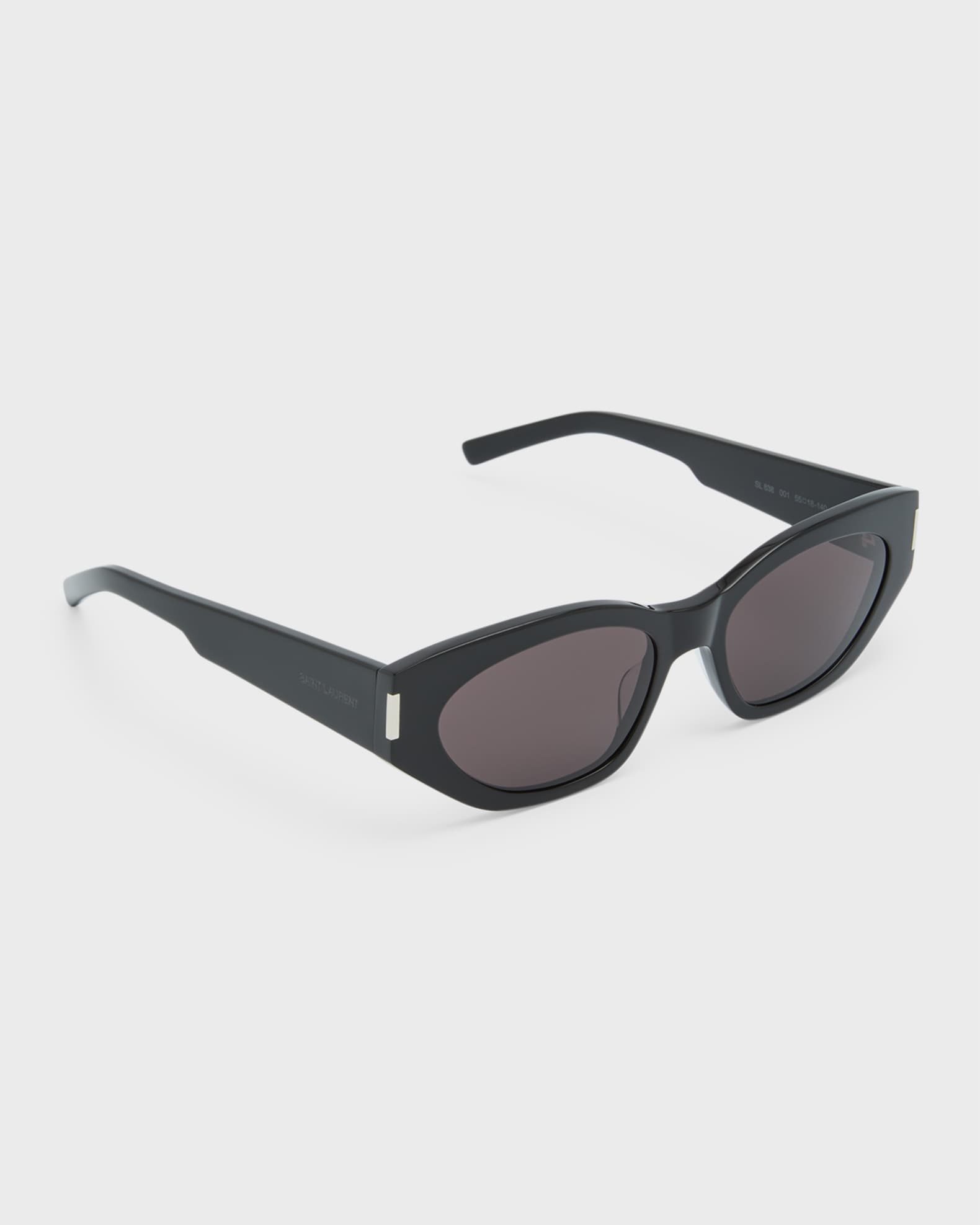 Saint Laurent Monochrome Acetate & Metal Cat-Eye Sunglasses | Neiman Marcus