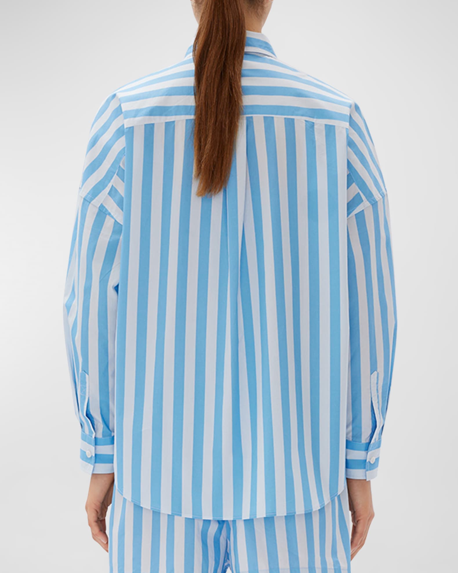 LMND Chiara Cotton Stripe Button-Front Shirt | Neiman Marcus