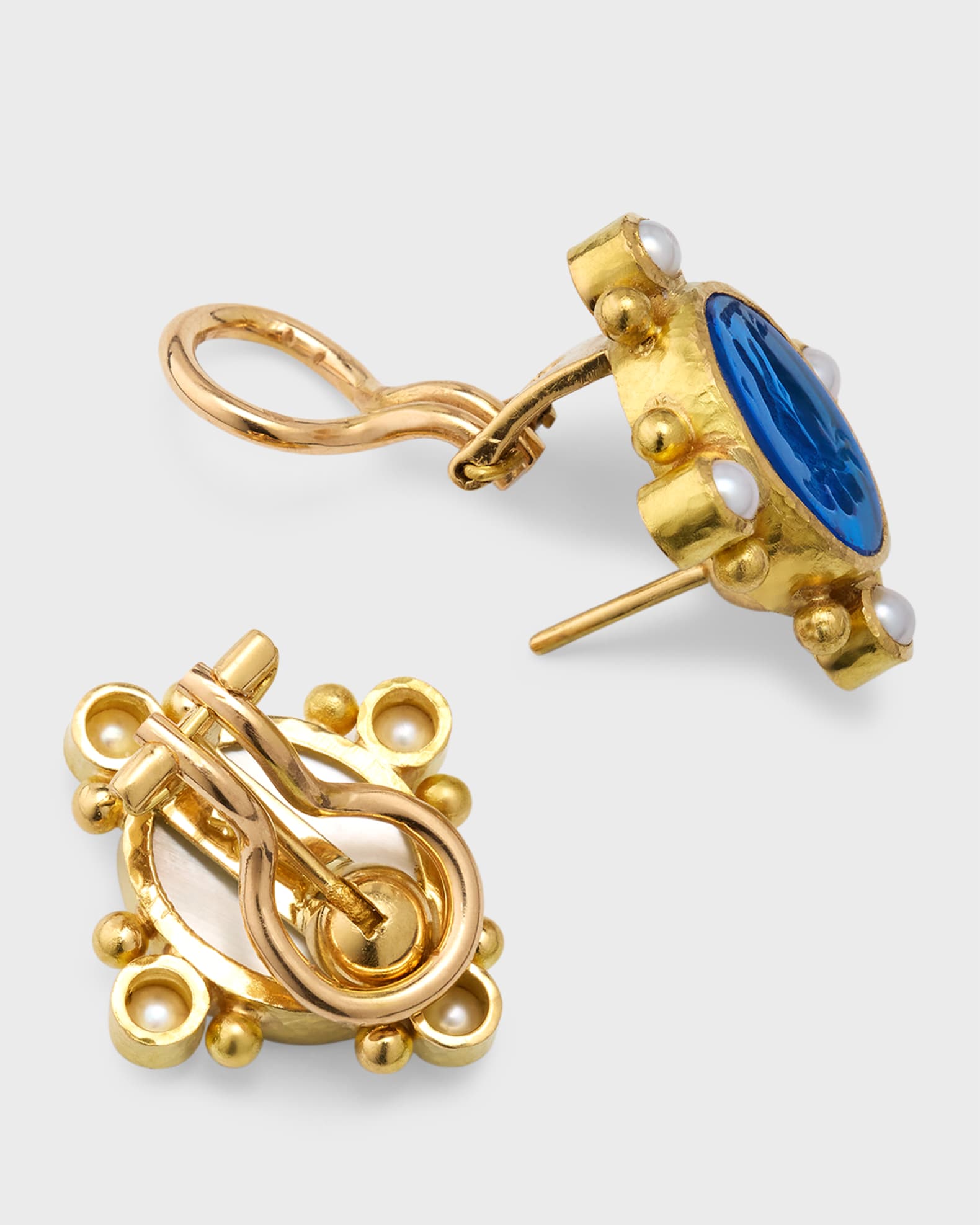 Elizabeth Locke 19K Venetian Glass Intaglio Cherub Twins Earrings with ...