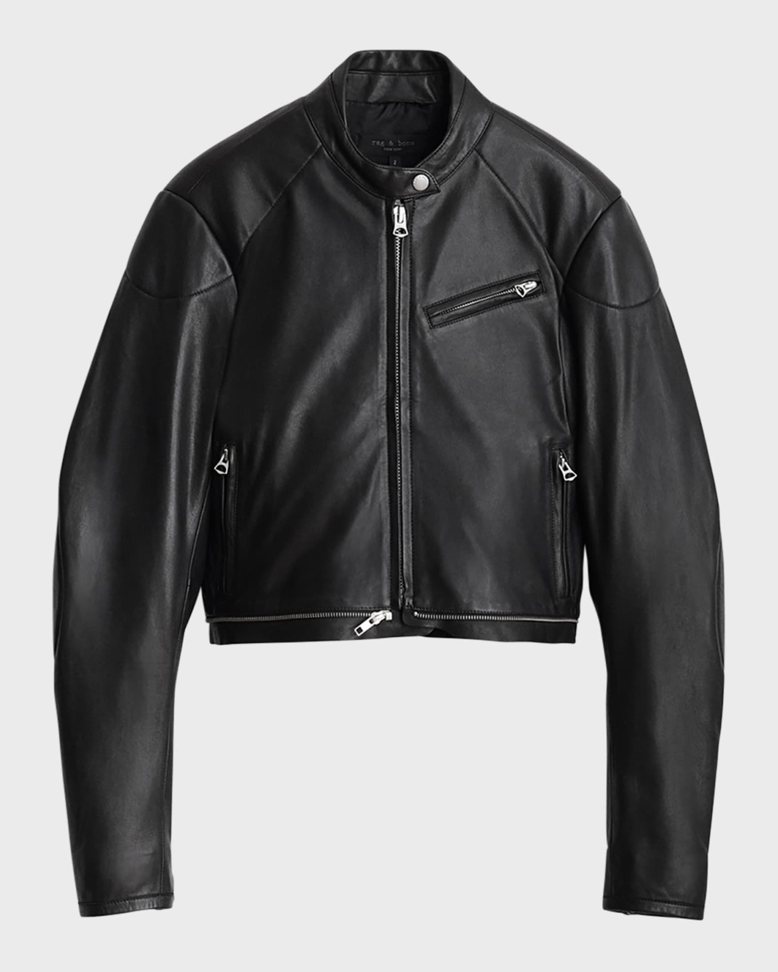 Rag & Bone Sedona Cropped Leather Moto Jacket | Neiman Marcus