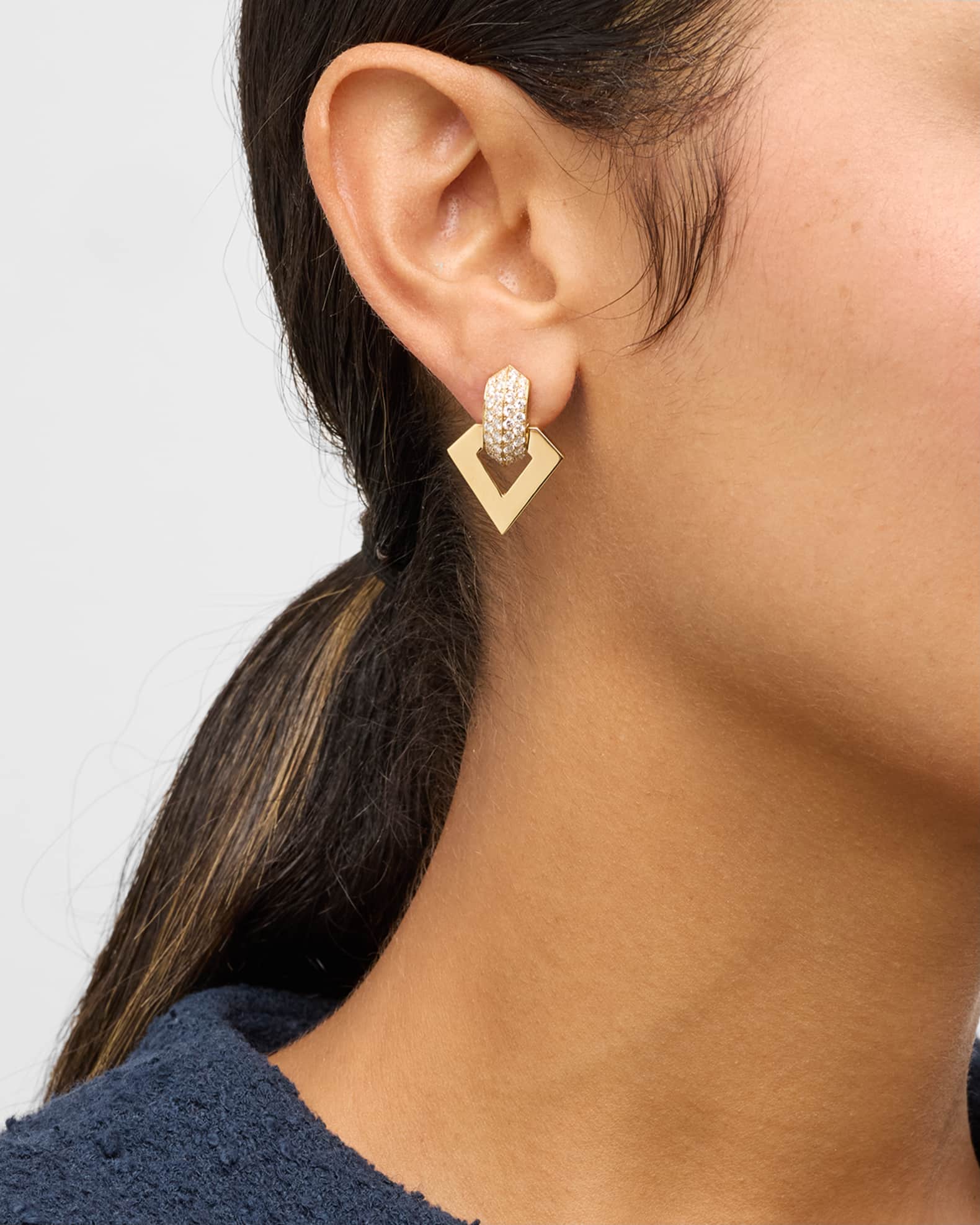 Dries Criel 18k Yellow Gold Diamond Brute Pendant Earrings | Neiman Marcus