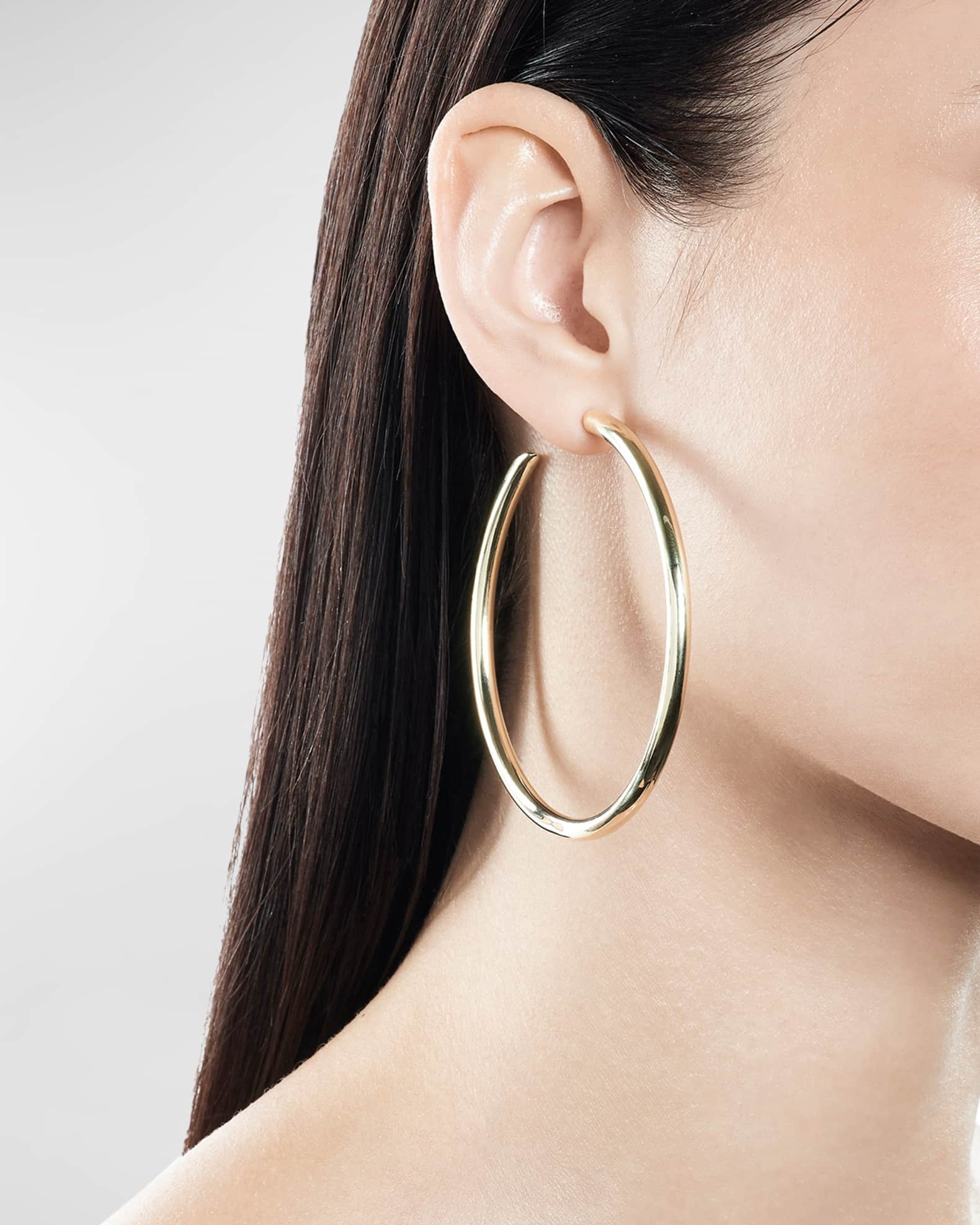 LANA 14K Gold Hollow Hoop Earrings With Diagonal Edges | Neiman Marcus