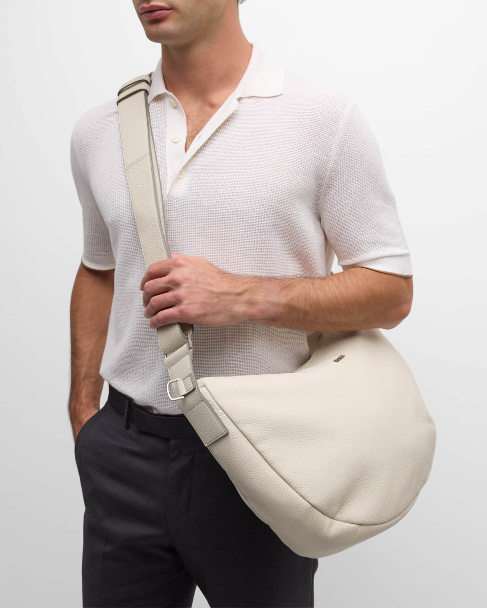 ZEGNA Men's Mini Panorama Deerskin Hobo Bag | Neiman Marcus