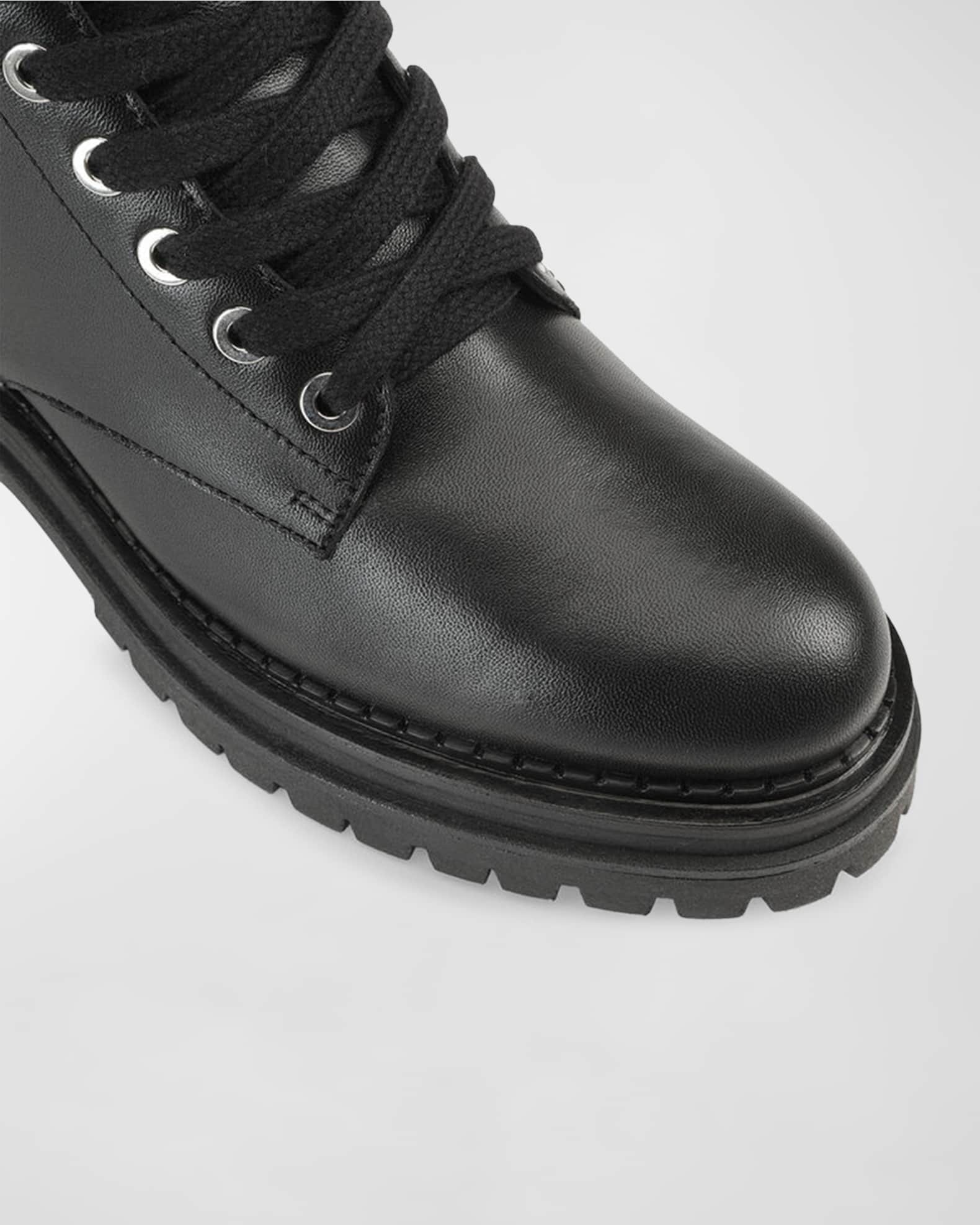 Sergio Rossi Leather Buckle Lace-Up Combat Booties | Neiman Marcus