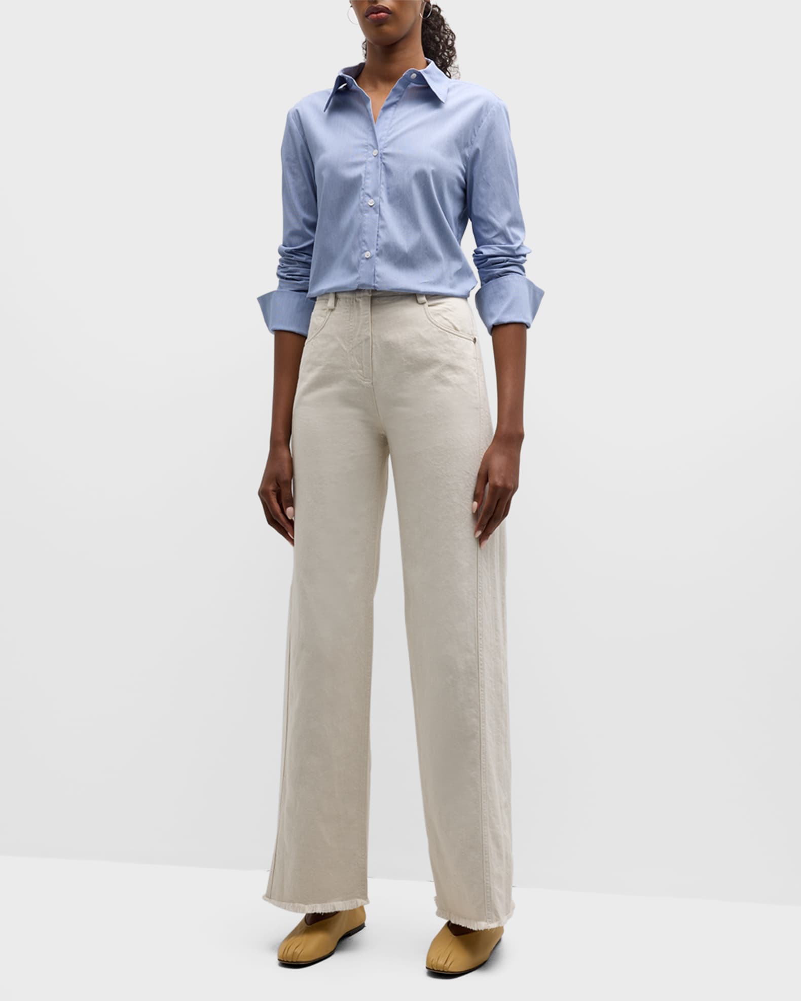 TWP Wide-Leg Denim Puddle Pants | Neiman Marcus