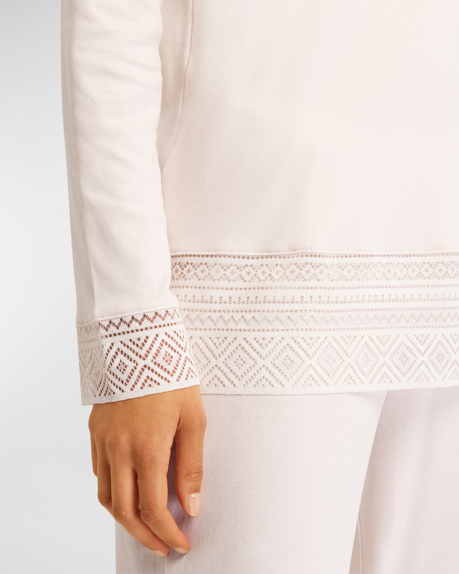Hanro Jona Lace-Trim Cotton Pajama Set | Neiman Marcus