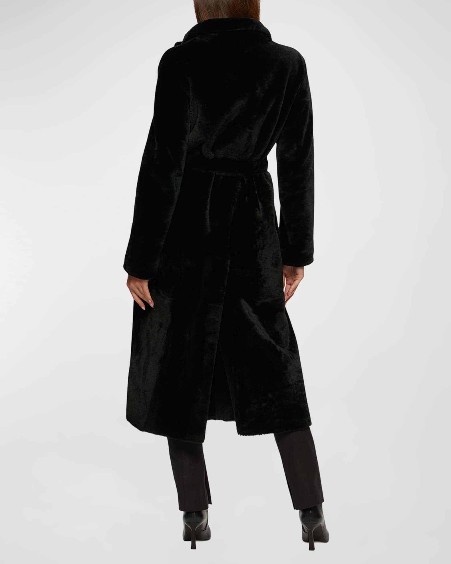 Gorski Belted Shearling Lamb Long Coat | Neiman Marcus
