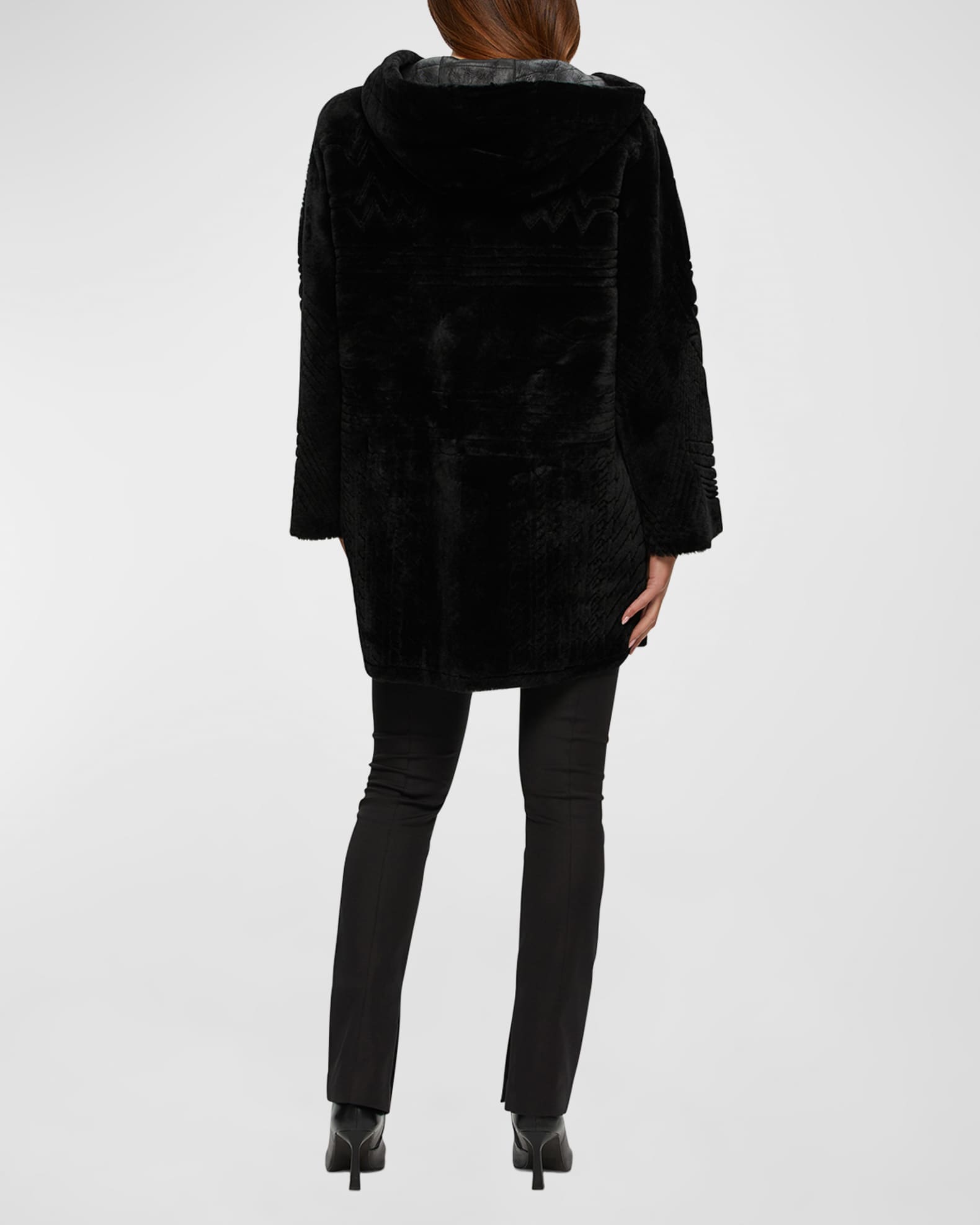 Gorski Reversible Shearling Lamb Parka Jacket With Grooved Pattern ...