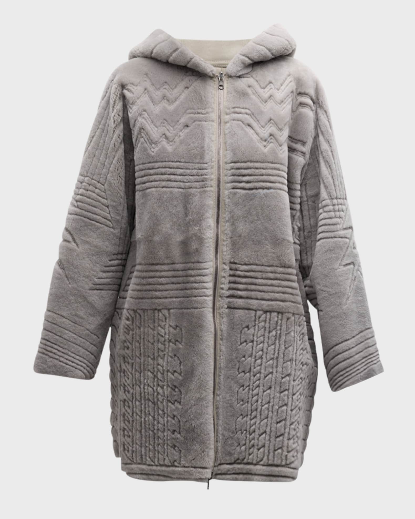 Gorski Reversible Shearling Lamb Parka Jacket With Grooved Pattern ...