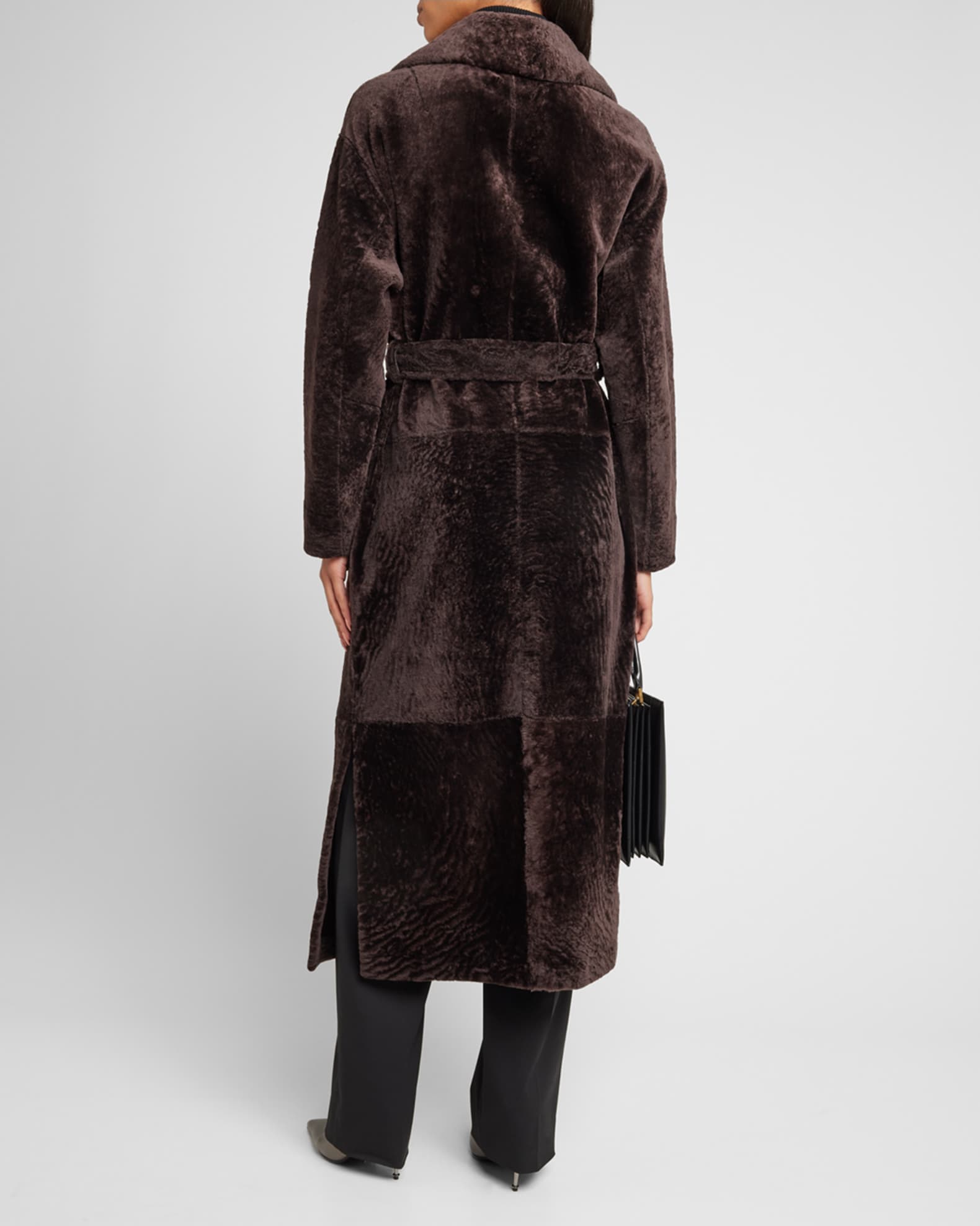 Gorski Reversible Shearling Lamb Belted Long Coat With Side Slits ...
