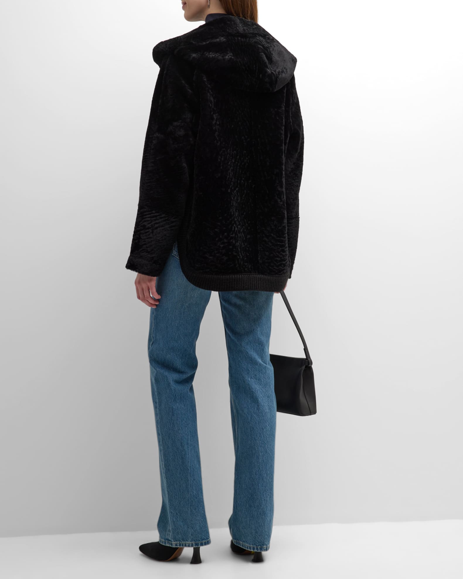 Gorski Reversible Shearling Lamb Zip Parka Jacket With Side Slits | Neiman Marcus