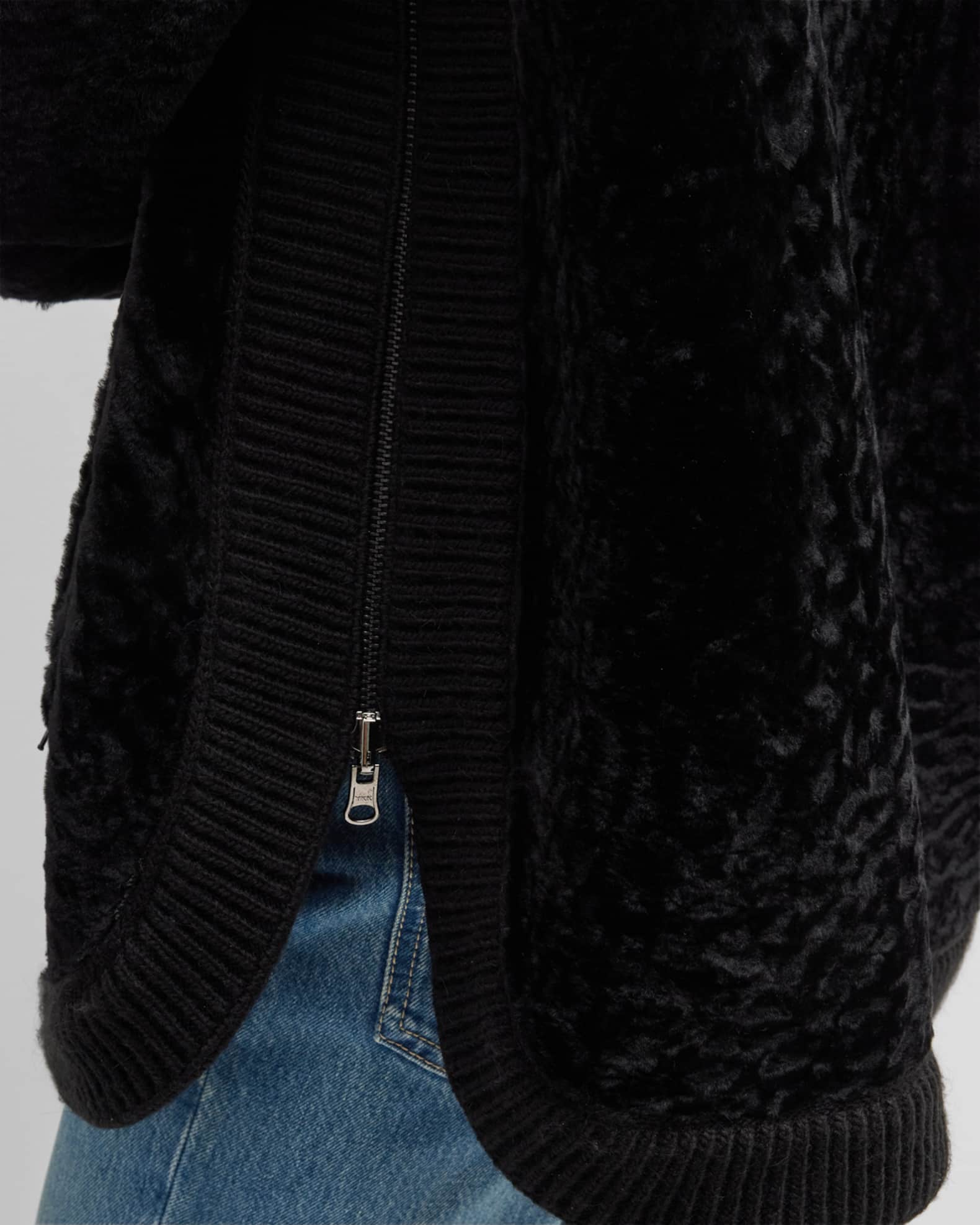 Gorski Reversible Shearling Lamb Zip Parka Jacket With Side Slits ...