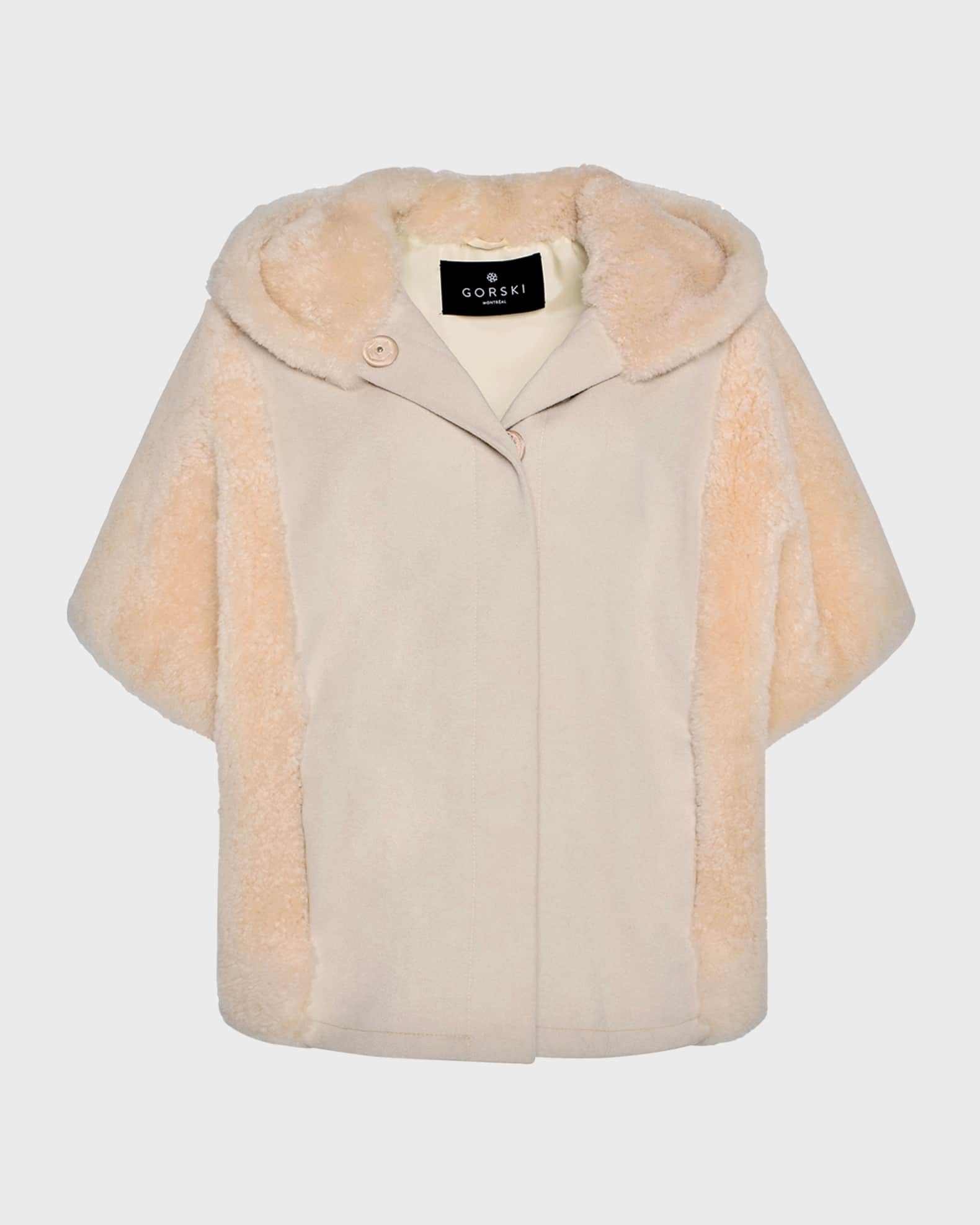 Gorski Sheared Cashmere Goat Fur-Paneled Hooded Short-Sleeve Cashmere ...