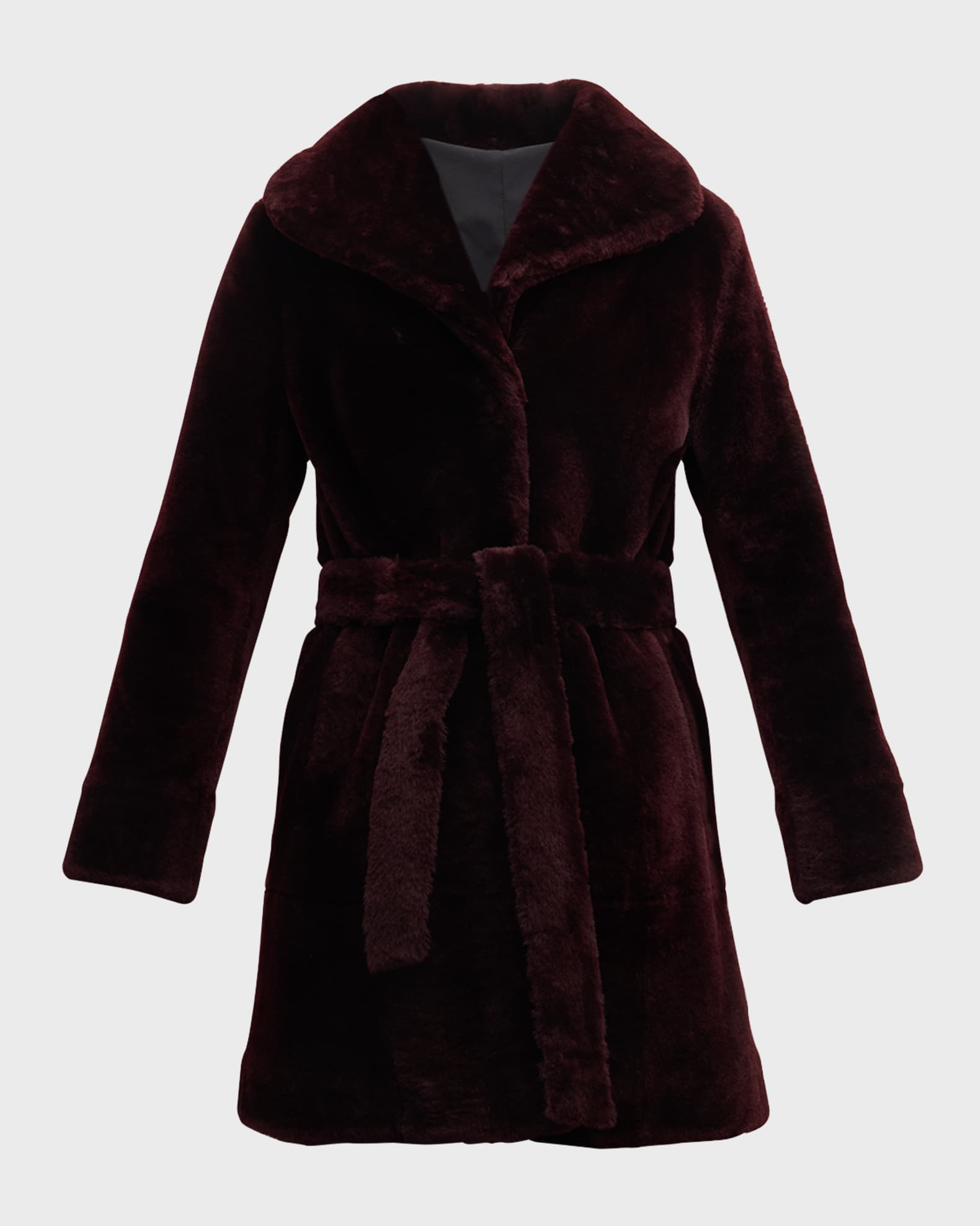 Gorski Reversible Shearling Lamb Belted Stroller Coat | Neiman Marcus