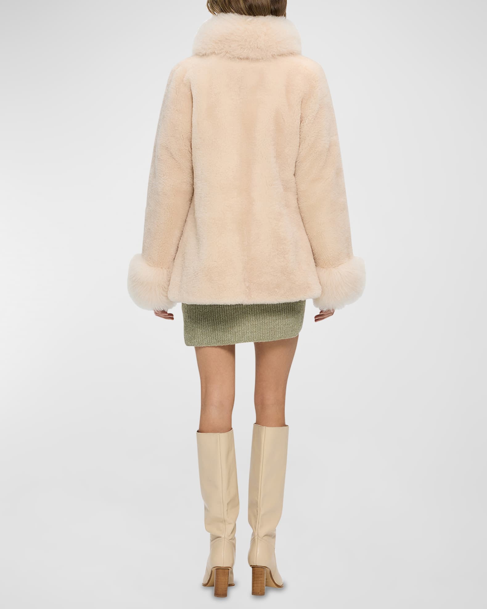 Gorski Sheared Cashmere Goat Fur Jacket With Long-Hair Cashmere Goat ...