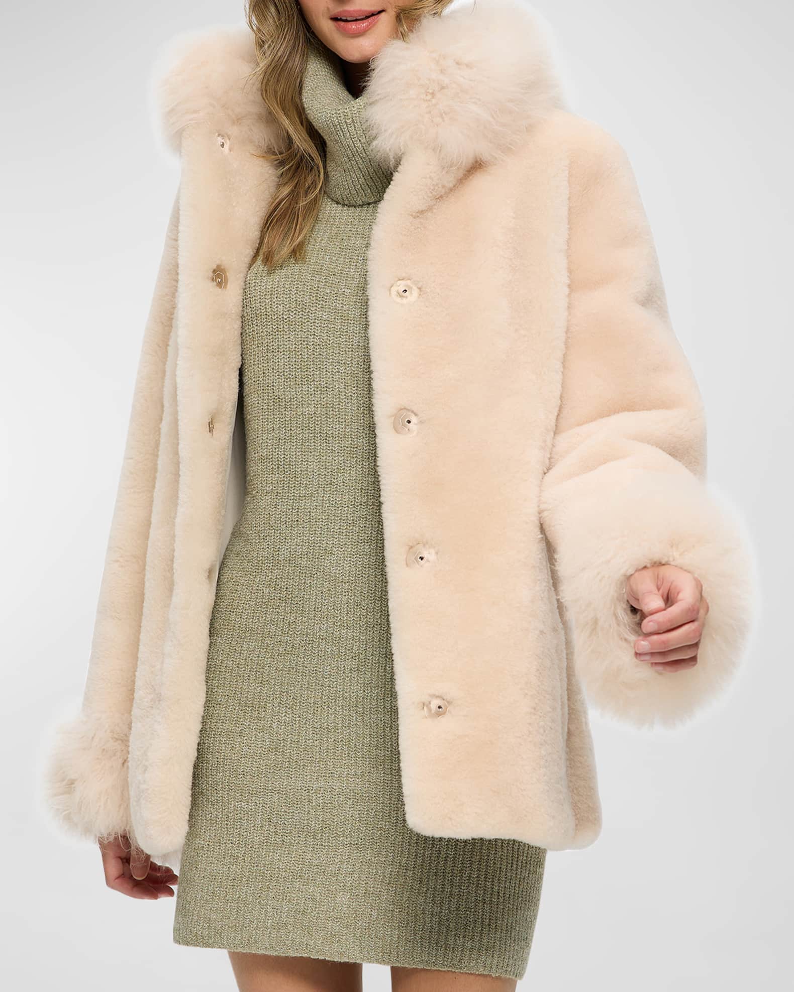 Gorski Sheared Cashmere Goat Fur Jacket With Long-Hair Cashmere Goat ...