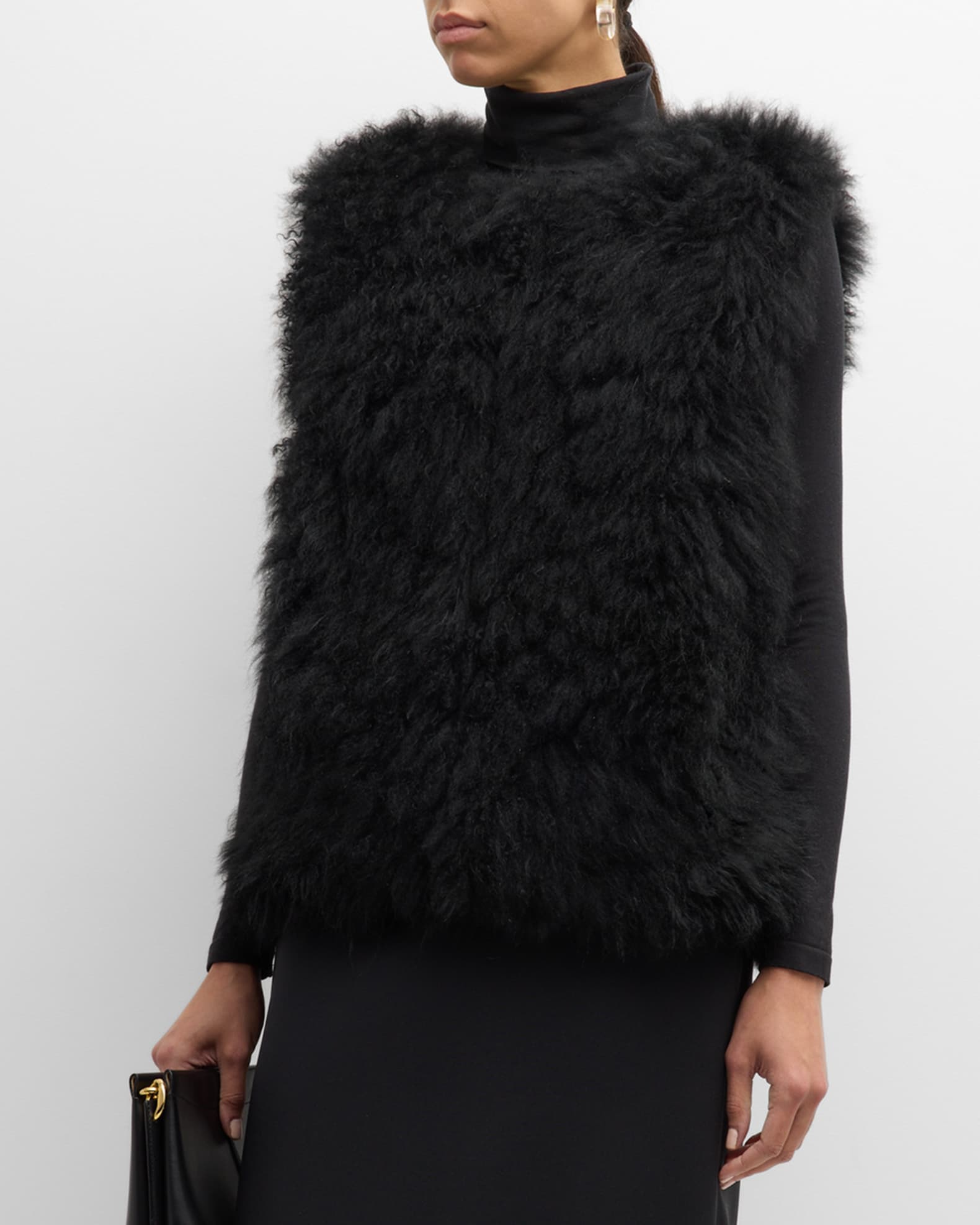 Gorski Cashmere Goat Fur Collarless Vest | Neiman Marcus