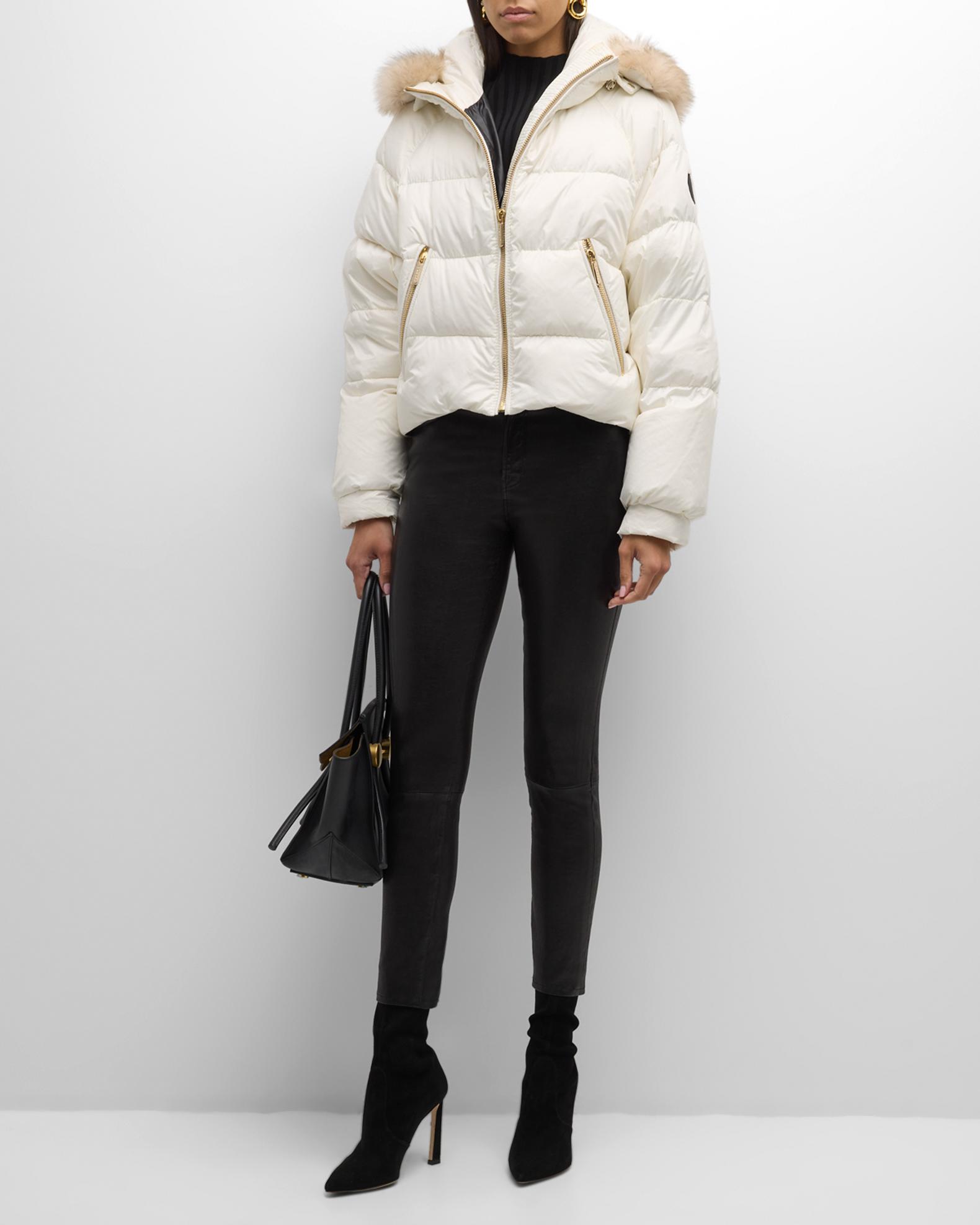 Gorski Apres-Ski Crop Puffer Jacket With Detachable Toscana Lamb ...