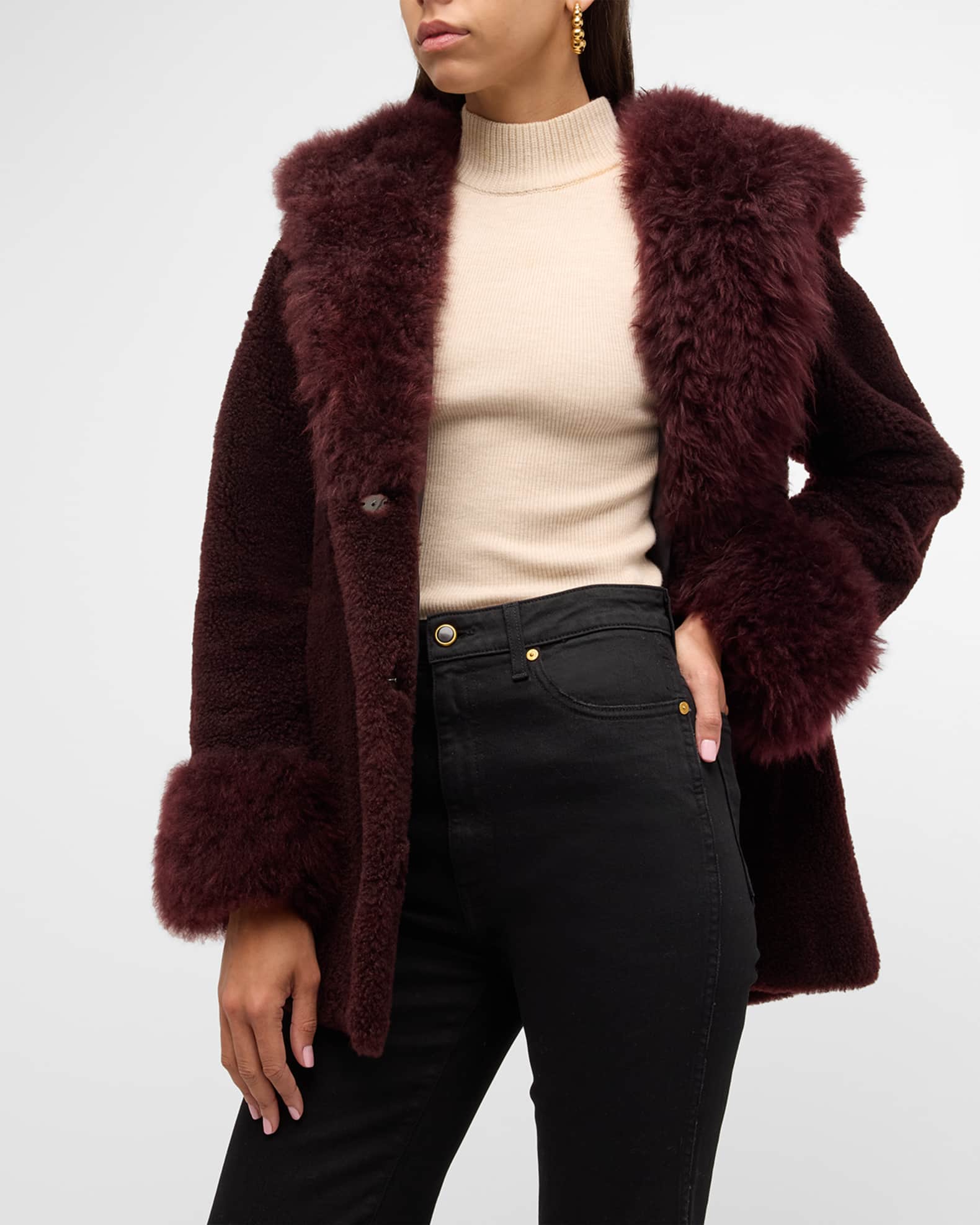 Gorski Cashmere Goat Fur Parka Jacket With Cashmere Goat Hood Trim And ...