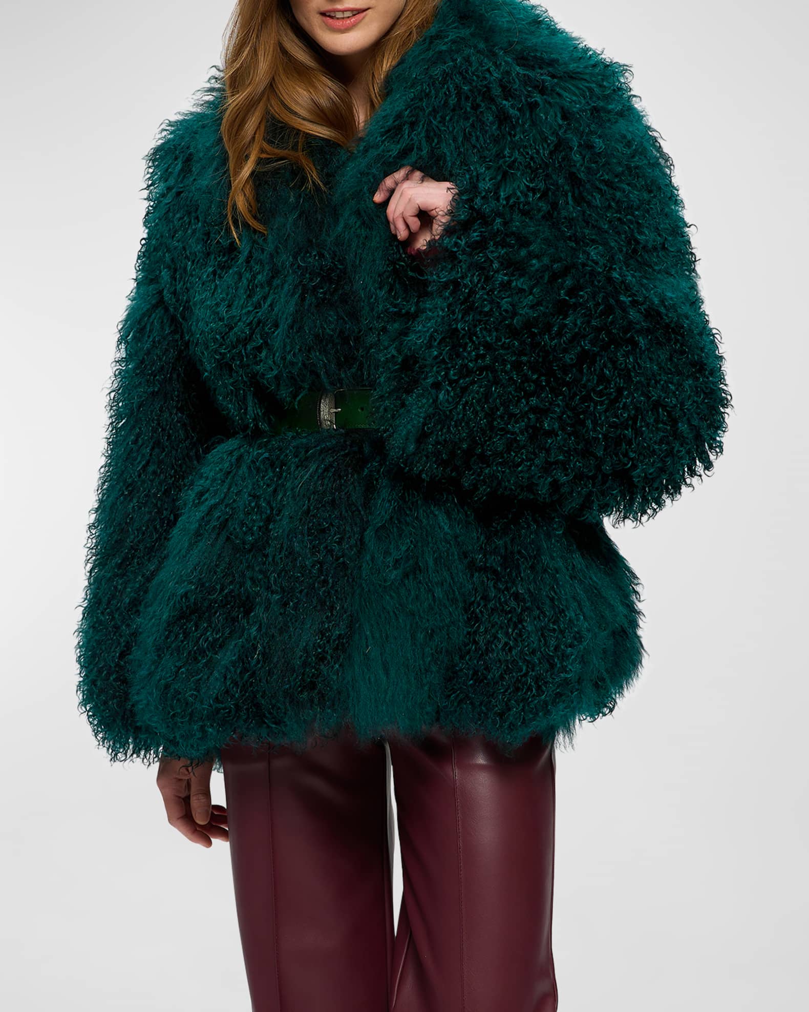 Gorski Long-Hair Mongolian Goat Fur Jacket | Neiman Marcus