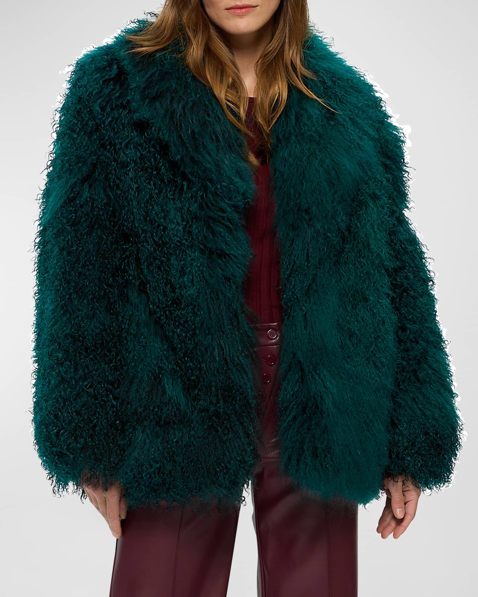 Gorski Long-Hair Mongolian Goat Fur Jacket | Neiman Marcus