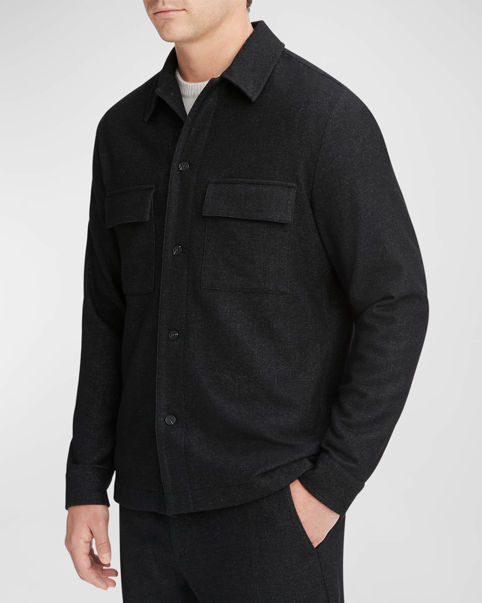 Vince Men's Solid Flannel Overshirt | Neiman Marcus