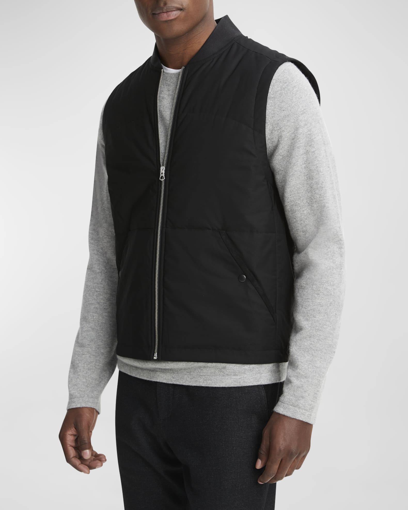 Vince Men's Semi Shine Zip-Front Vest | Neiman Marcus