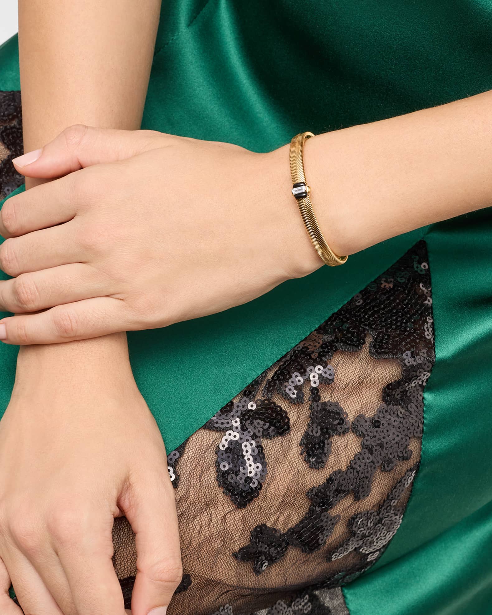 Nikos Koulis 18K Yellow Gold Feelings Bracelet with White Diamond ...