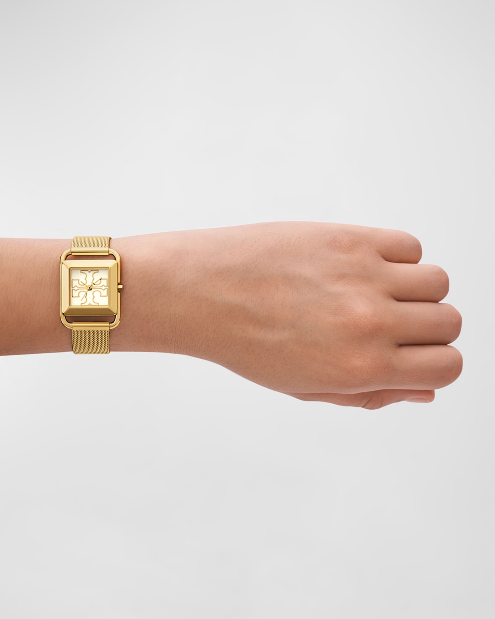 Tory Burch The Miller Square Stainless Steel Mesh Watch | Neiman Marcus