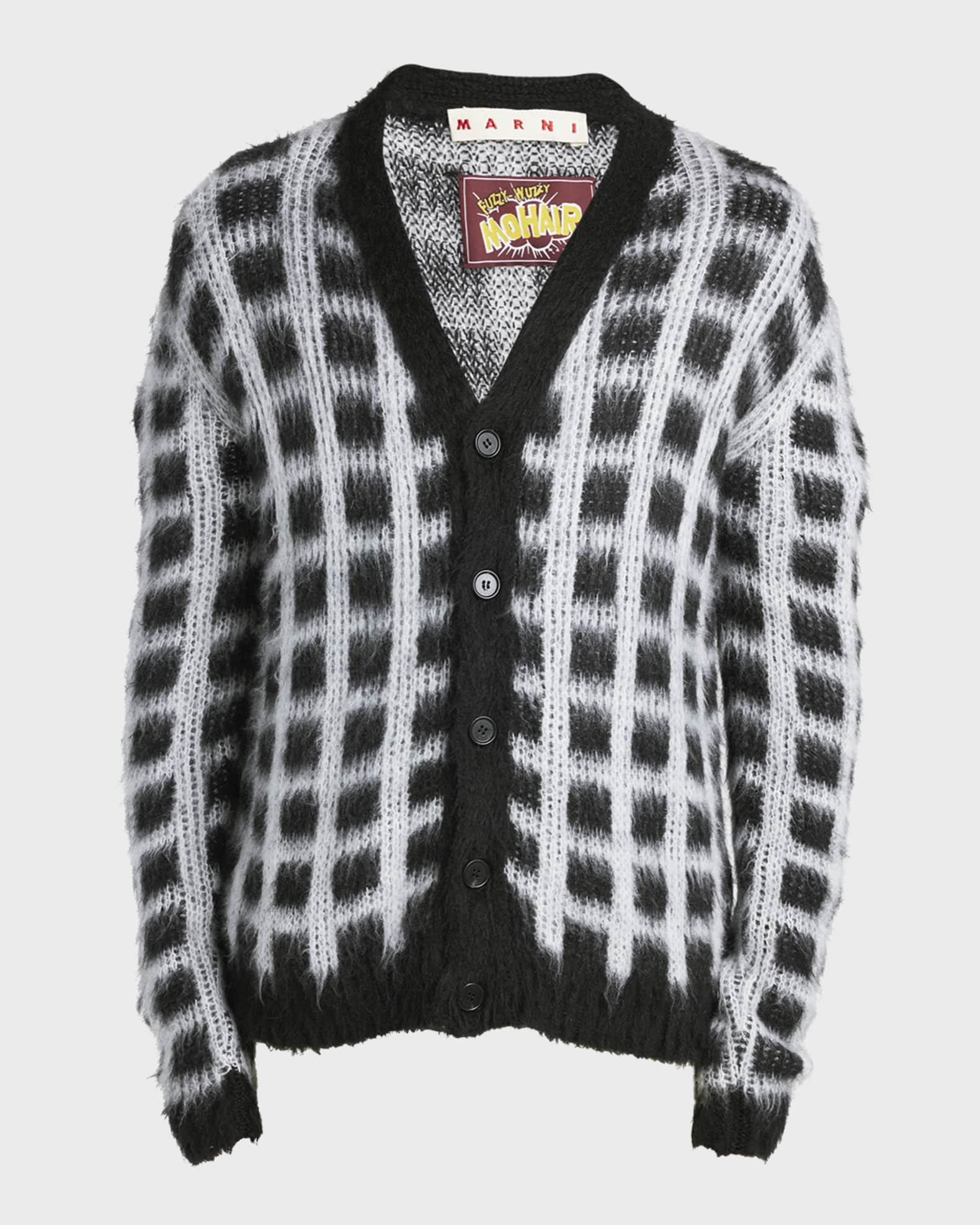 Marni Men's Mohair Check Cardigan | Neiman Marcus