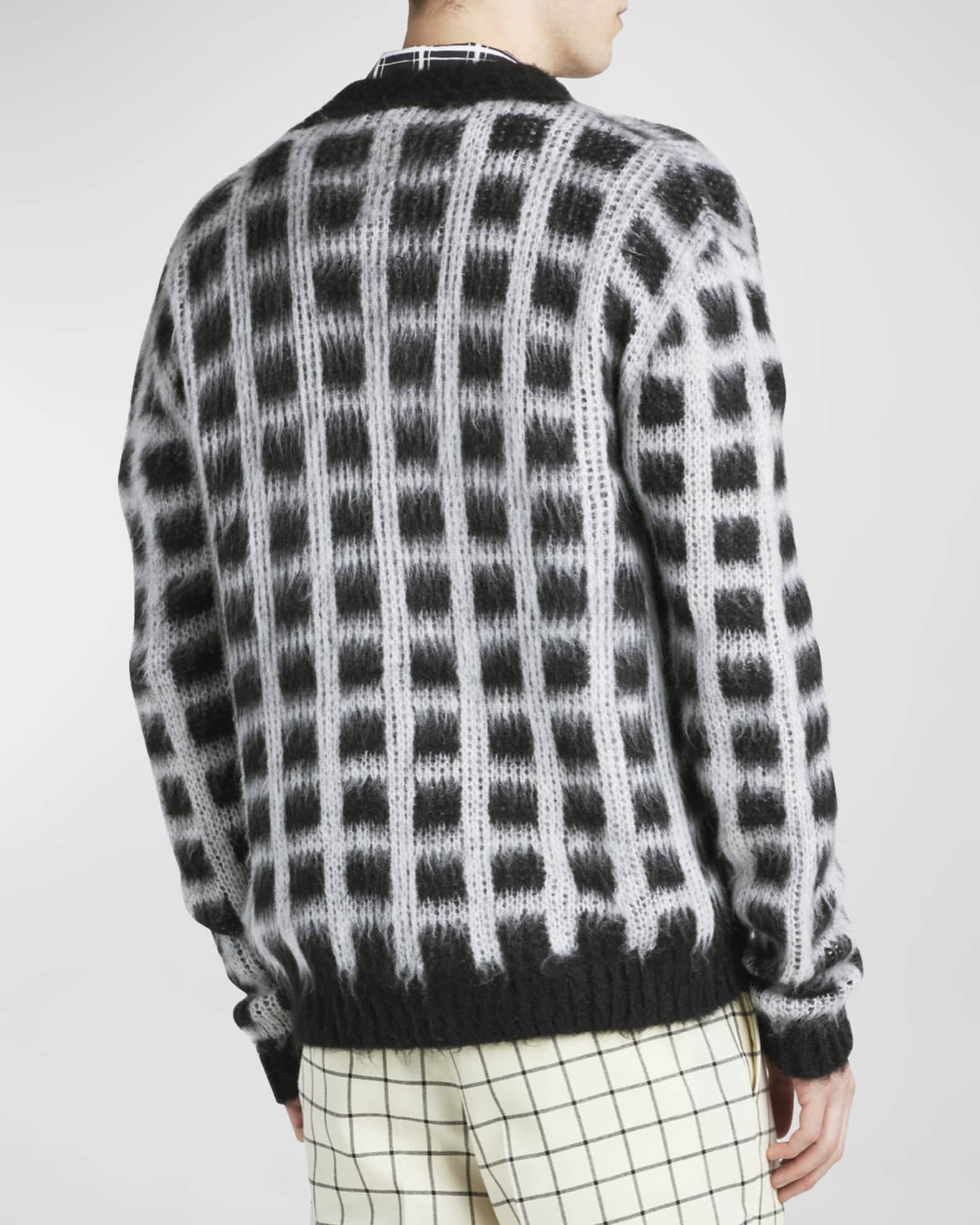 Marni Men's Mohair Check Cardigan | Neiman Marcus