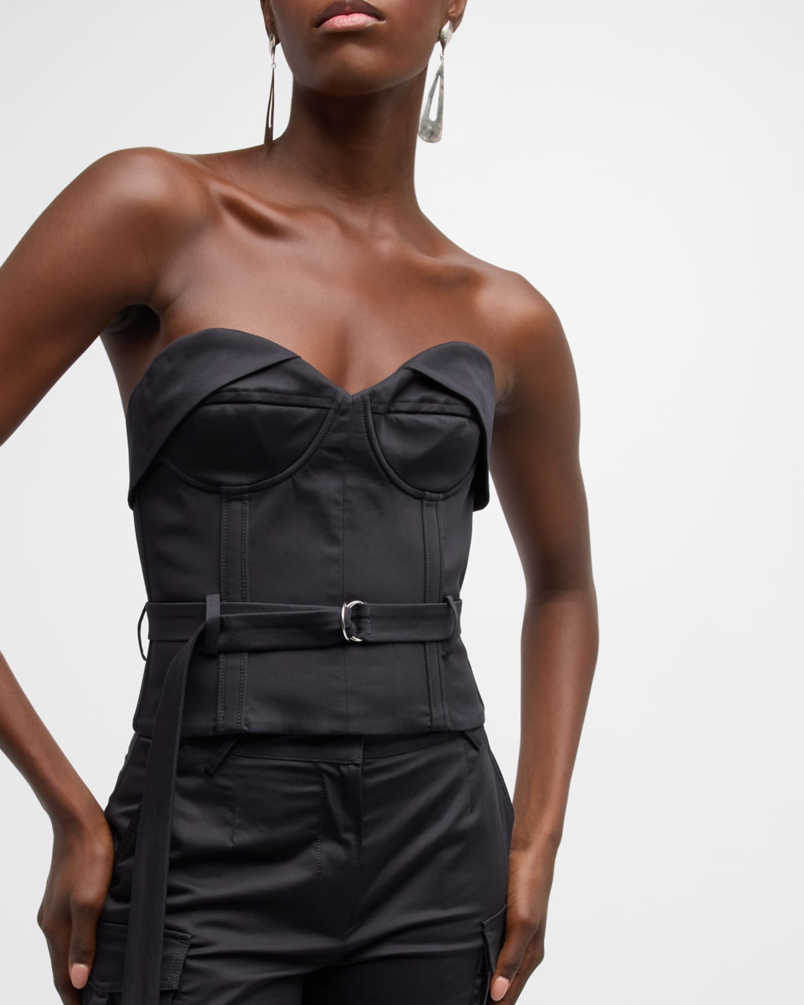 Iro Adim Belted Satin Bustier Top | Neiman Marcus