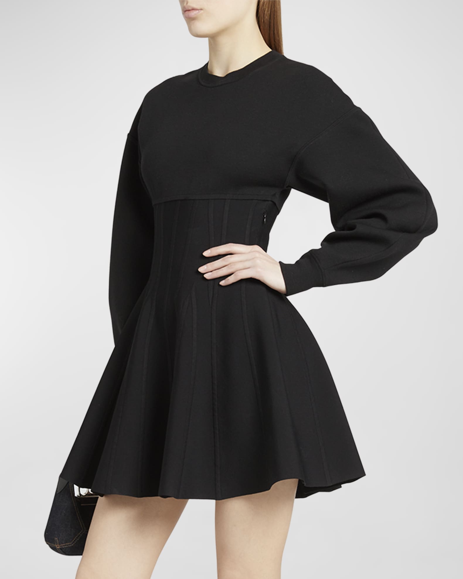 Alexander McQueen Corset-Style Wool Mini Dress | Neiman Marcus