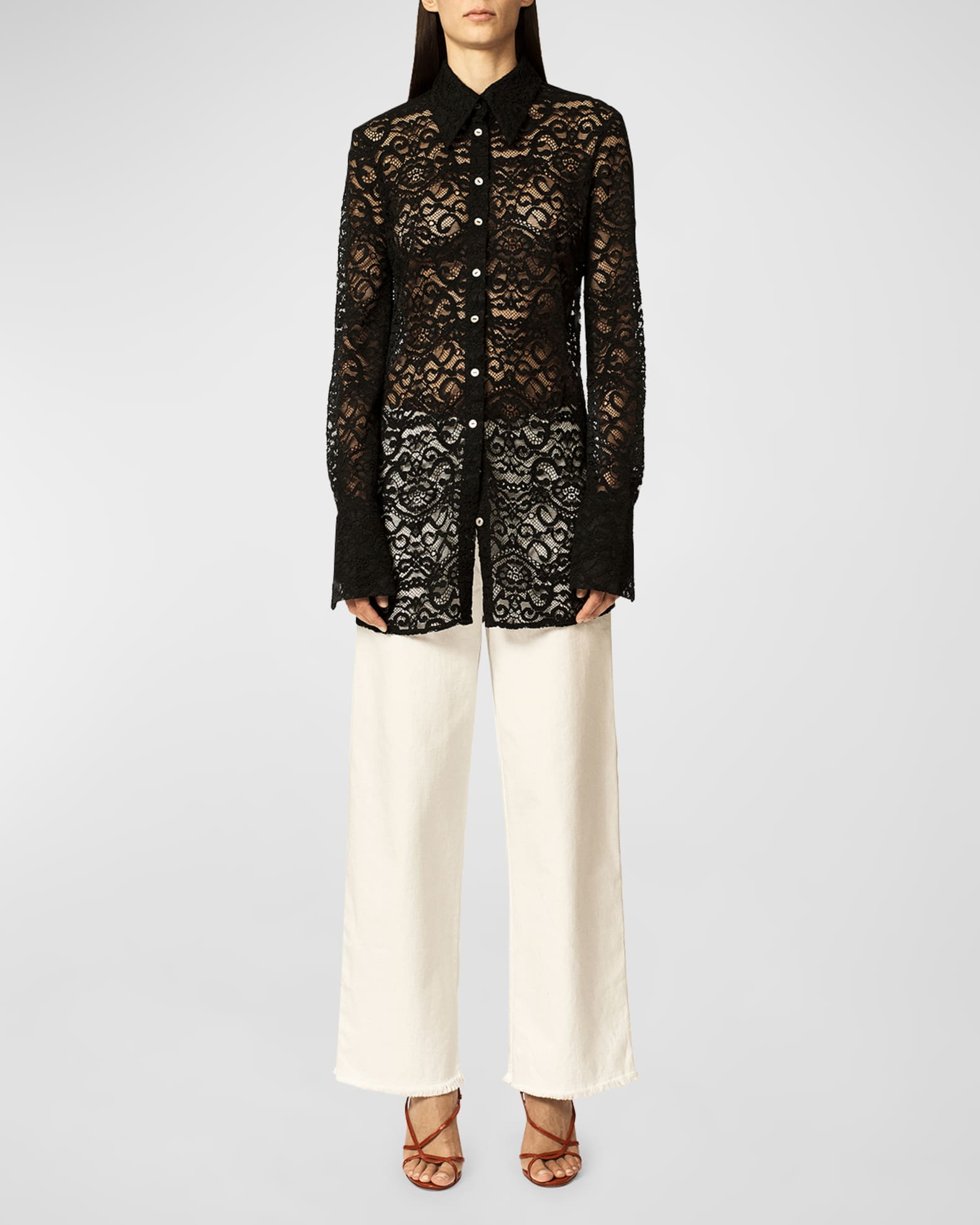 INTERIOR Emma Lace Collared Top | Neiman Marcus