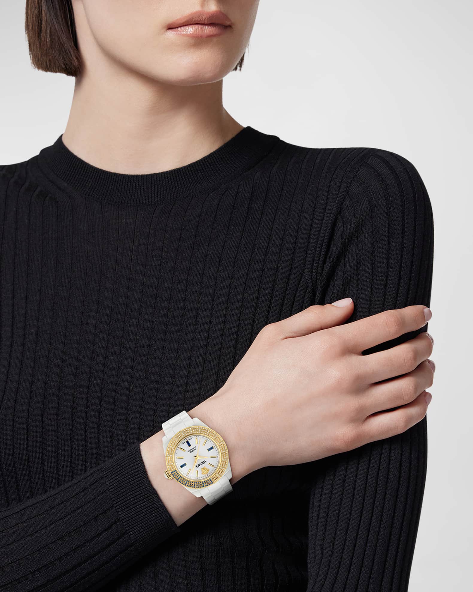 Versace 40mm DV One Automatic Watch with Bracelet Strap, White | Neiman ...