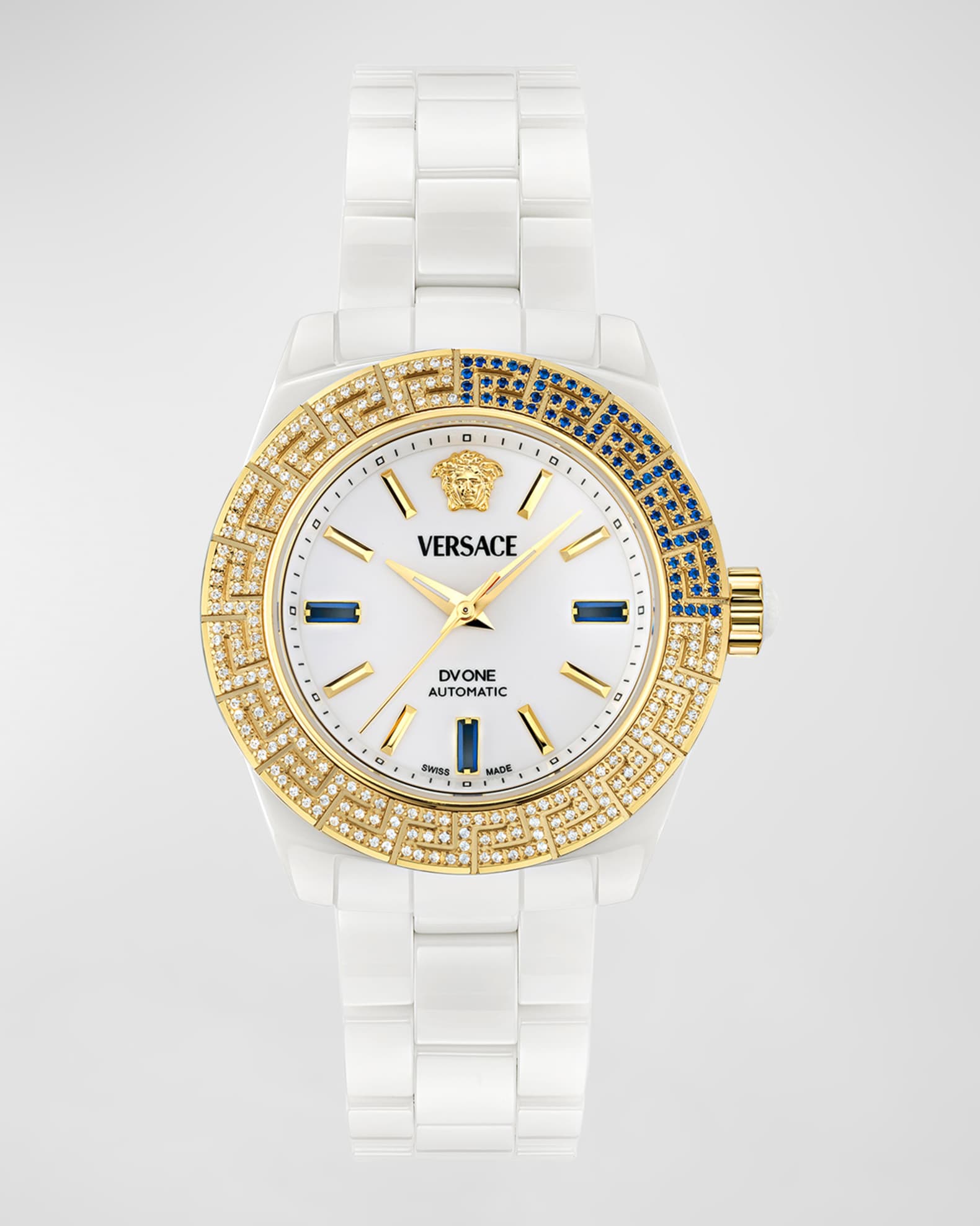 Versace 40mm DV One Automatic Watch with Bracelet Strap, White | Neiman ...