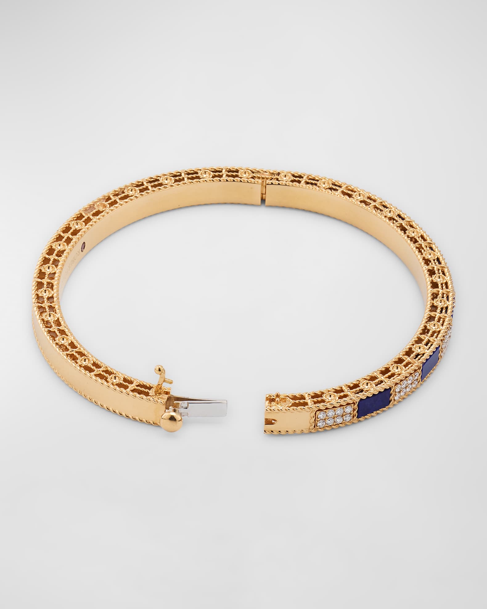 Roberto Coin 18K Rose Gold Lapis Mosaic Bangle with Diamonds | Neiman Marcus