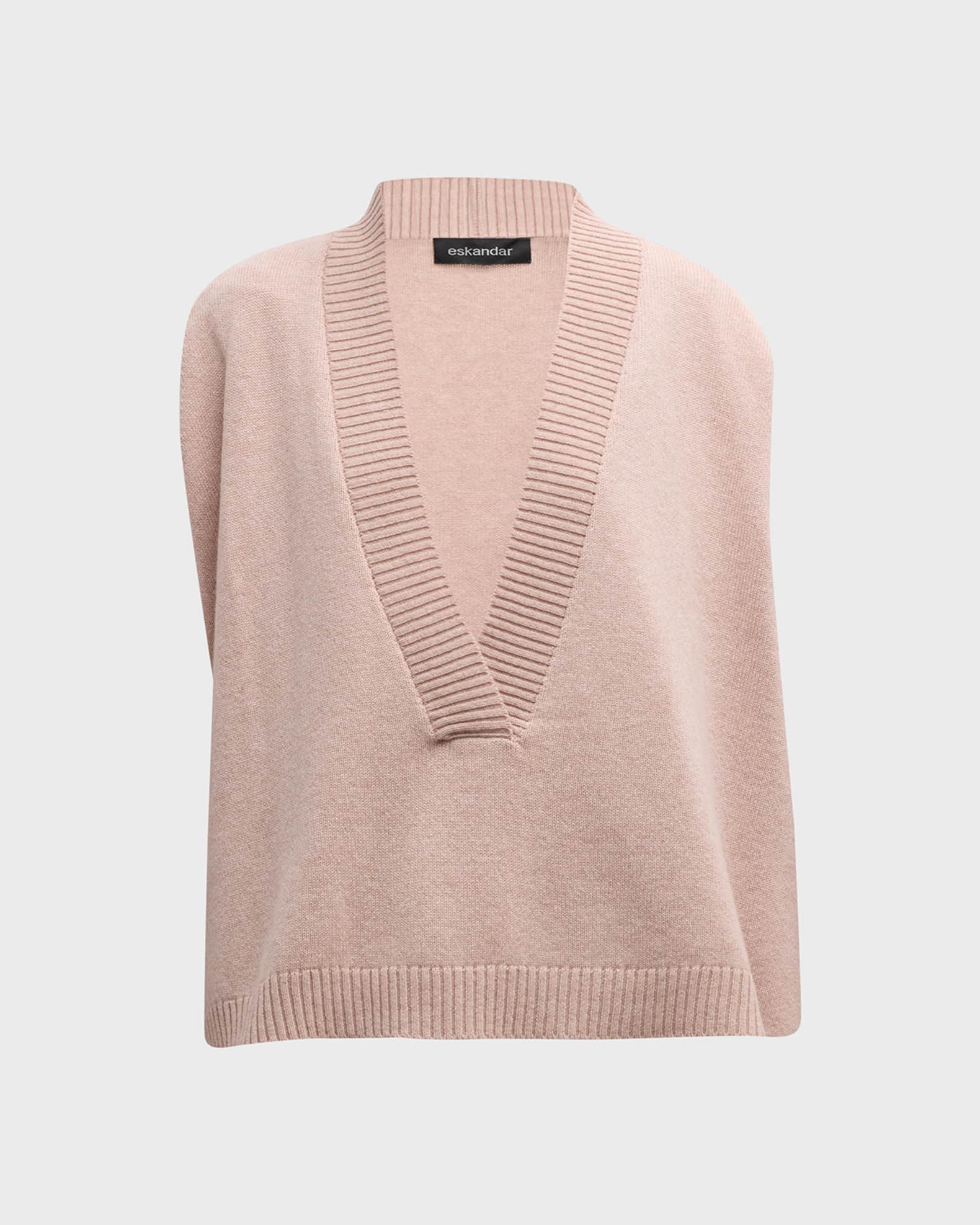 Eskandar A-line Sleeveless Deep V-Neck Sweater Vest (Mid Plus Length ...