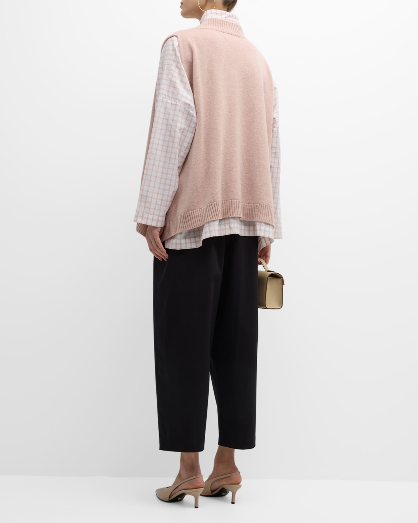 Eskandar A-line Sleeveless Deep V-Neck Sweater Vest (Mid Plus Length ...