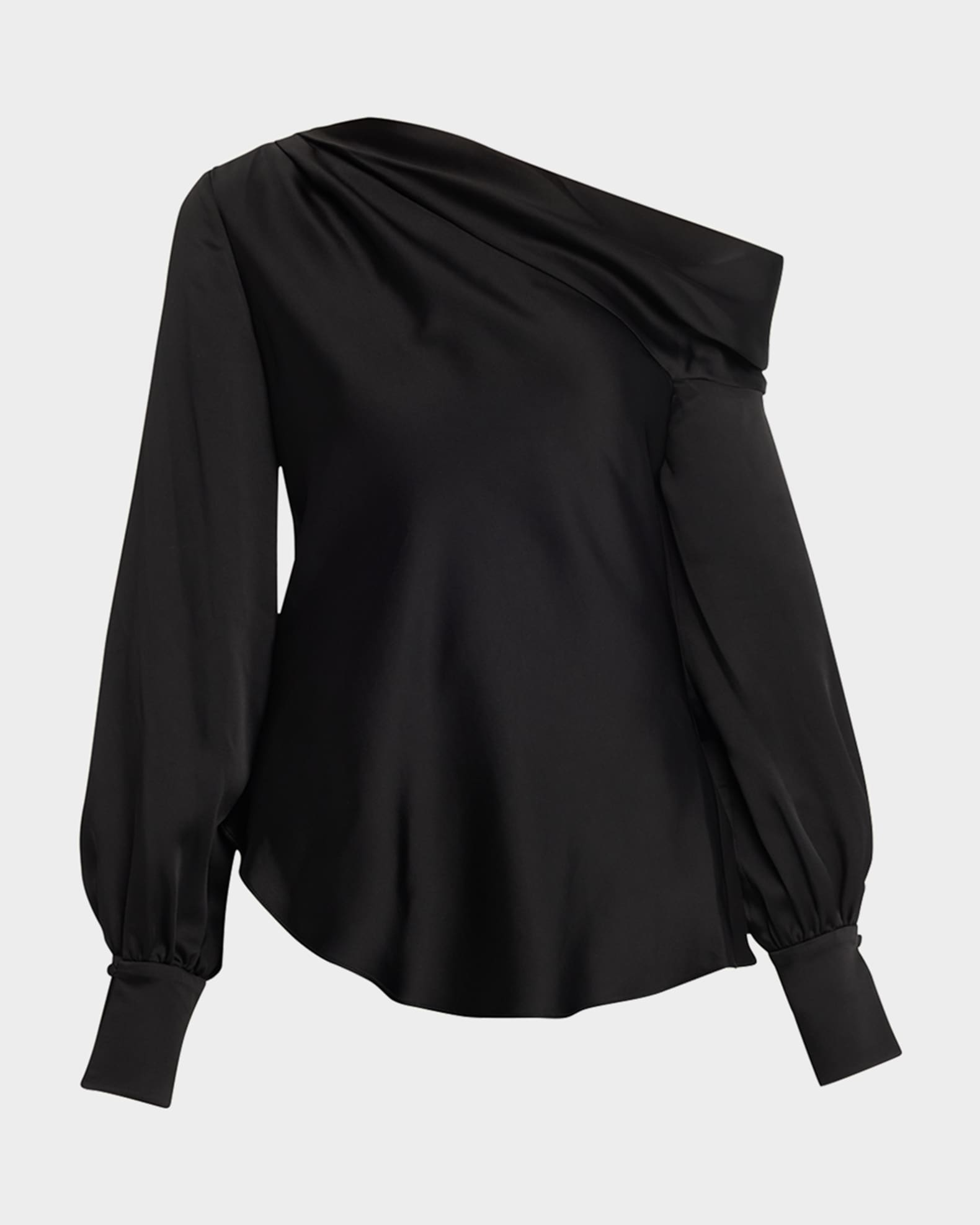 SIMKHAI Alice Draped Satin One-Shoulder Top | Neiman Marcus
