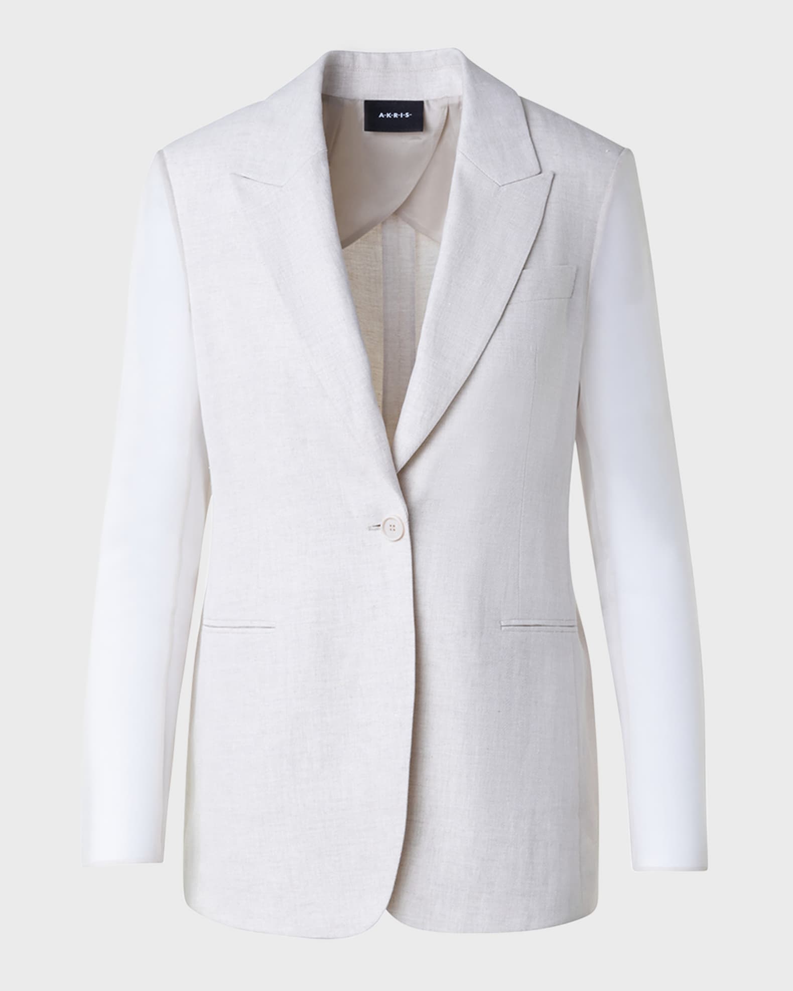 Akris Tiziano Linen Blazer Jacket with Organza Sleeves | Neiman Marcus