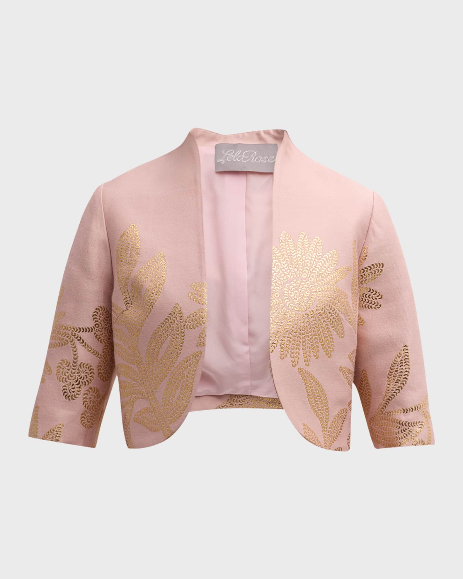 Lela Rose Cropped Jacket with Metallic Jacquard Detail | Neiman Marcus