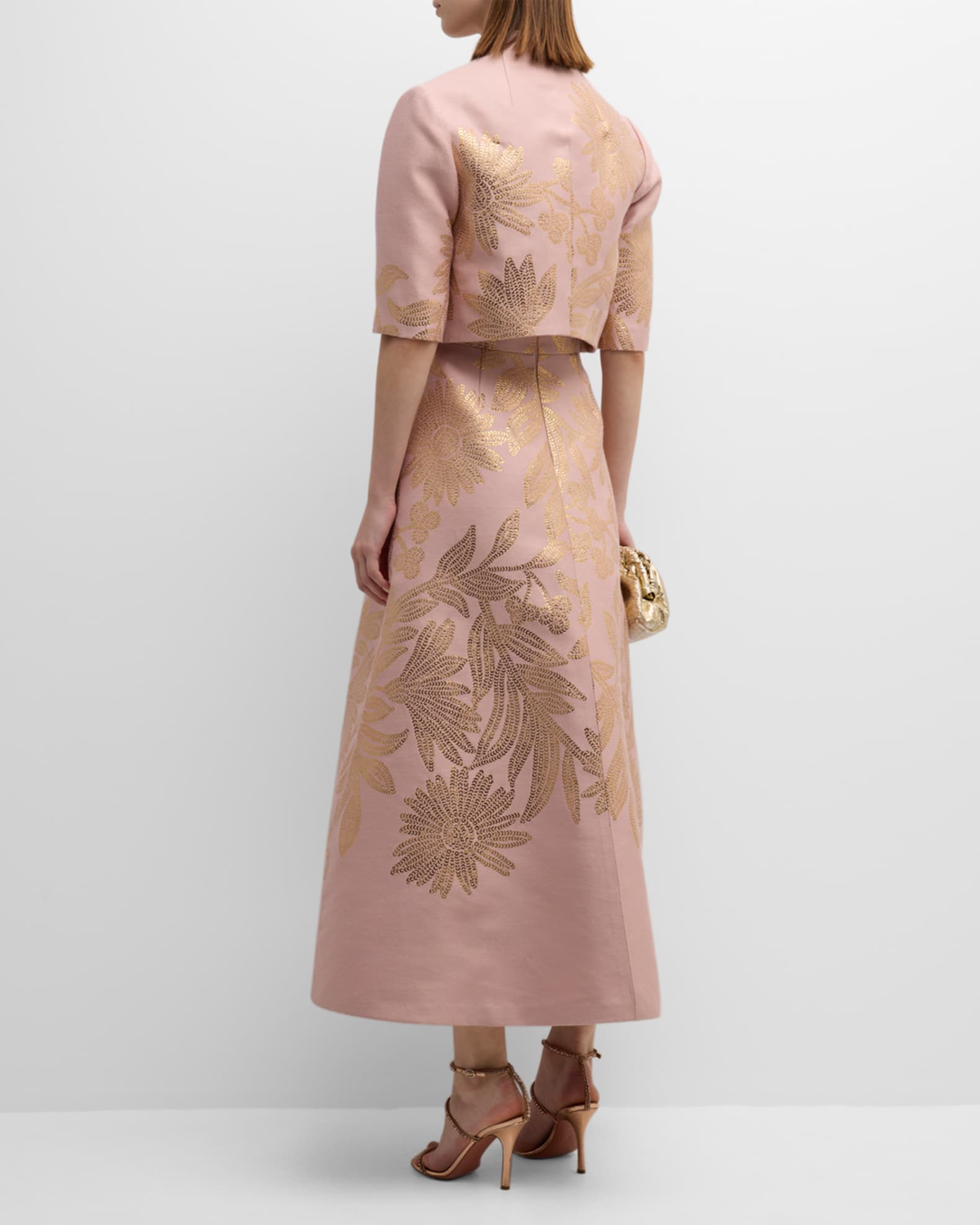 Lela Rose Cropped Jacket with Metallic Jacquard Detail | Neiman Marcus