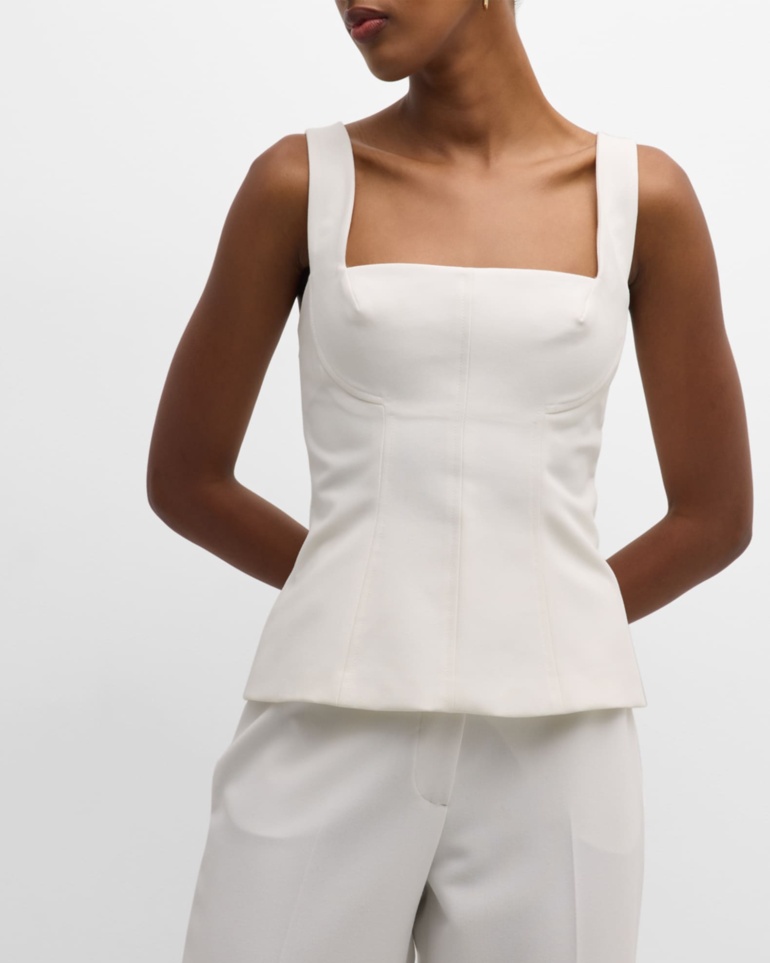 Lela Rose Peplum Square-Neck Top | Neiman Marcus